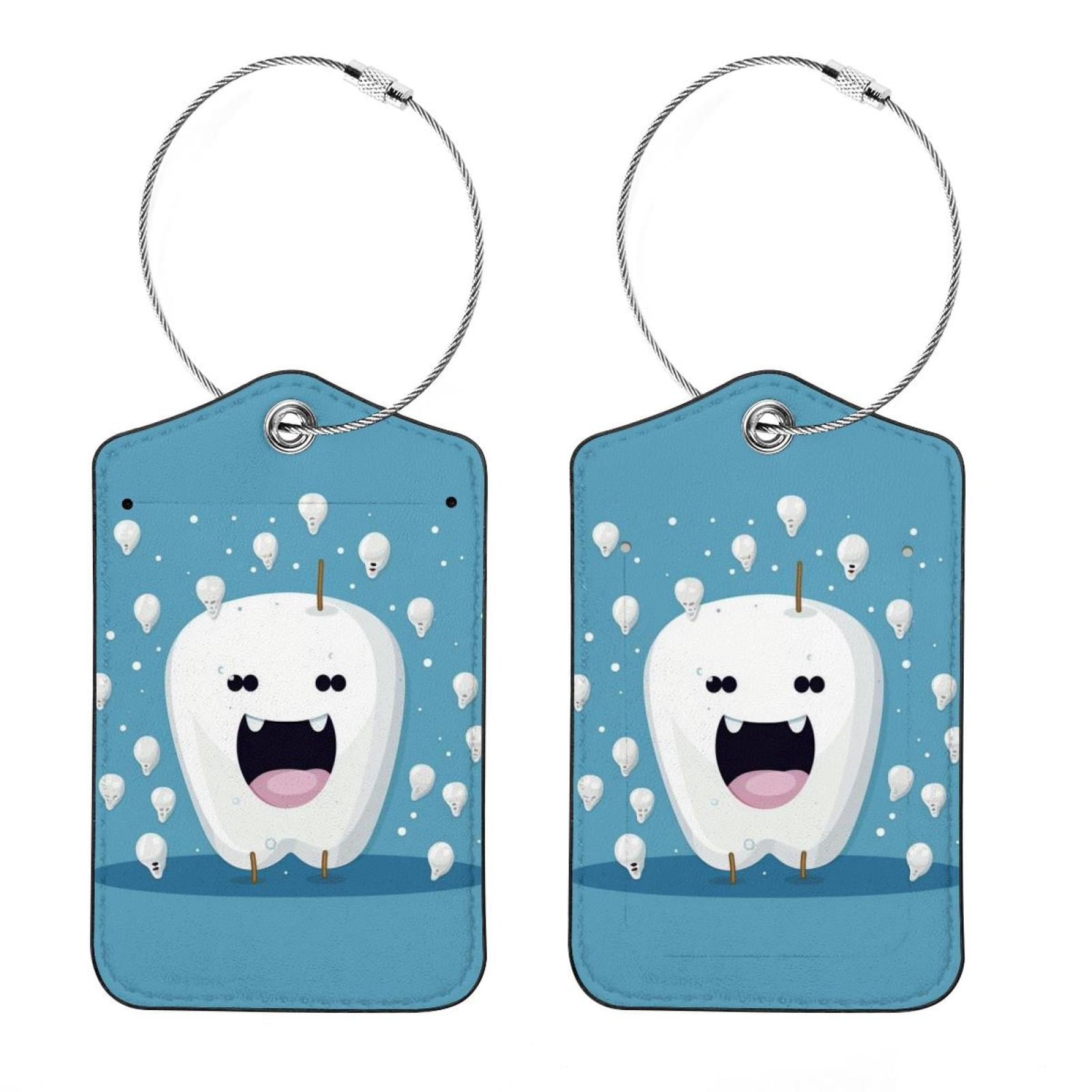 2 Pack PU Leather Luggage Tags for Suitcase with Privacy Flap, Name ID ...