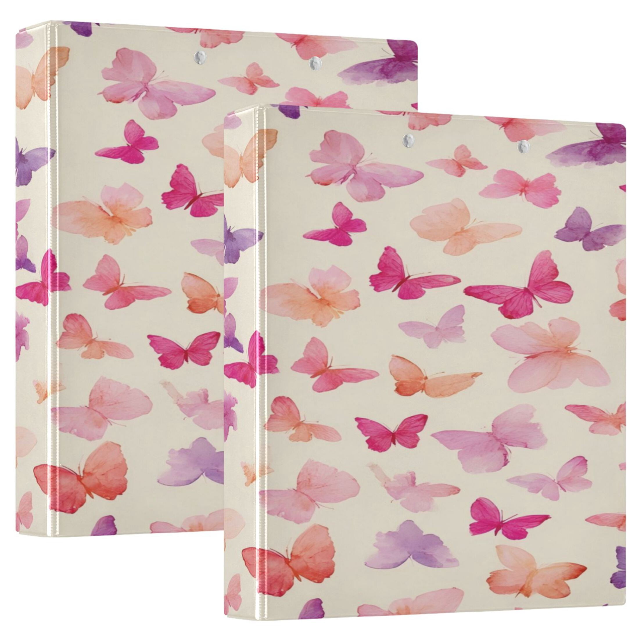 2 Pack PVC Round Ring Binders, 200 Sheet Capacity D-Ring File Pink ...