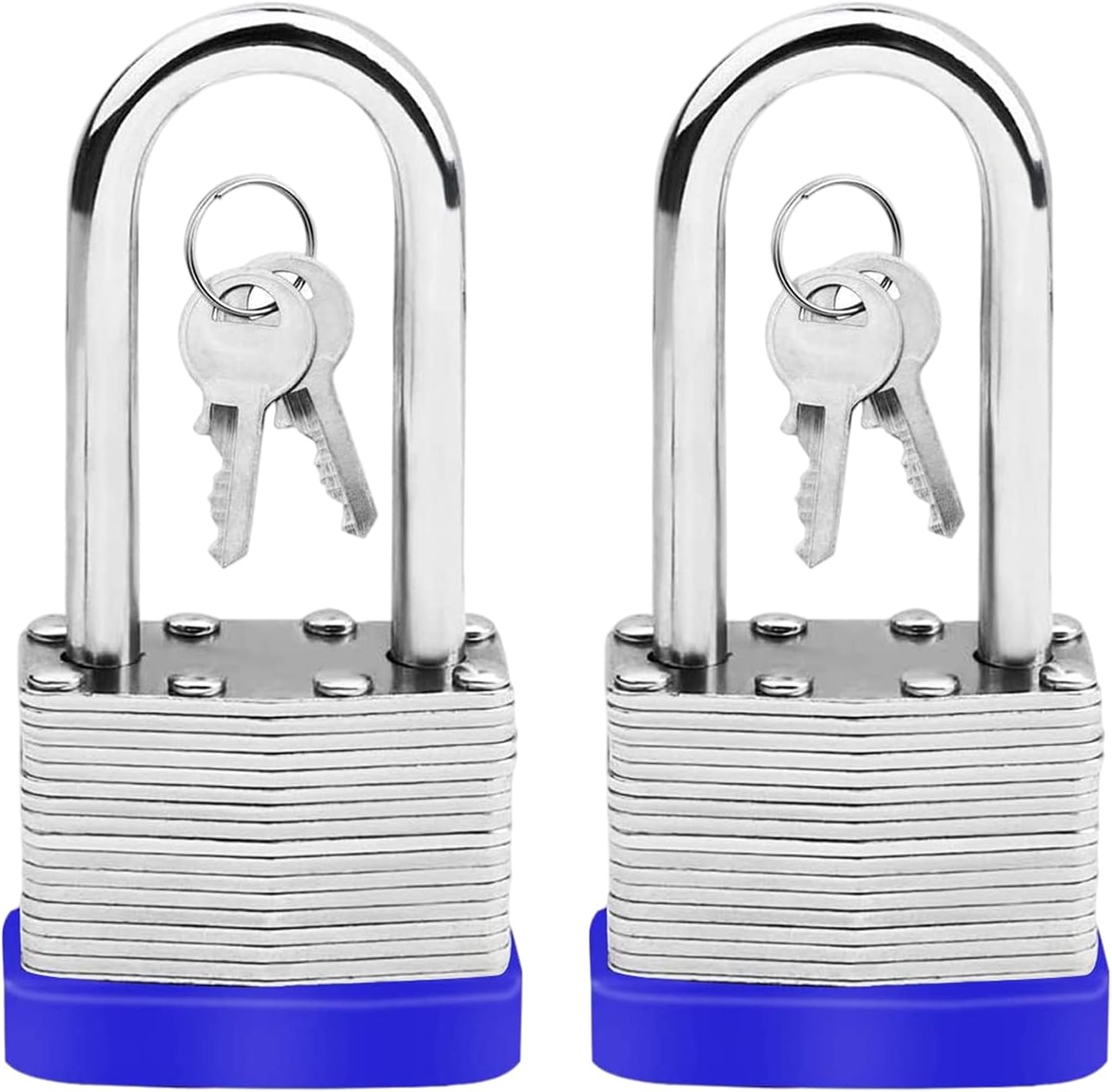 2 Pack Pad Lock, Long Shackle Padlock Steel Pad Lock Padlock with Keys ...