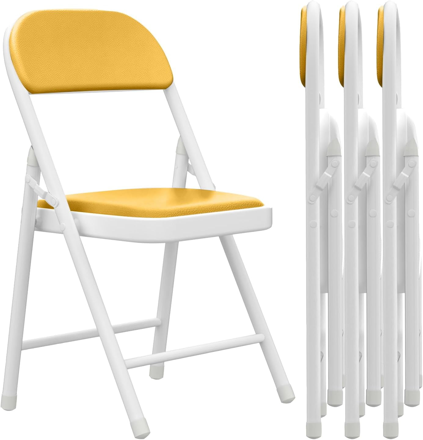 2 Pack with Padded Cushion Portable Stackable Foldable Chair for Indoor ...