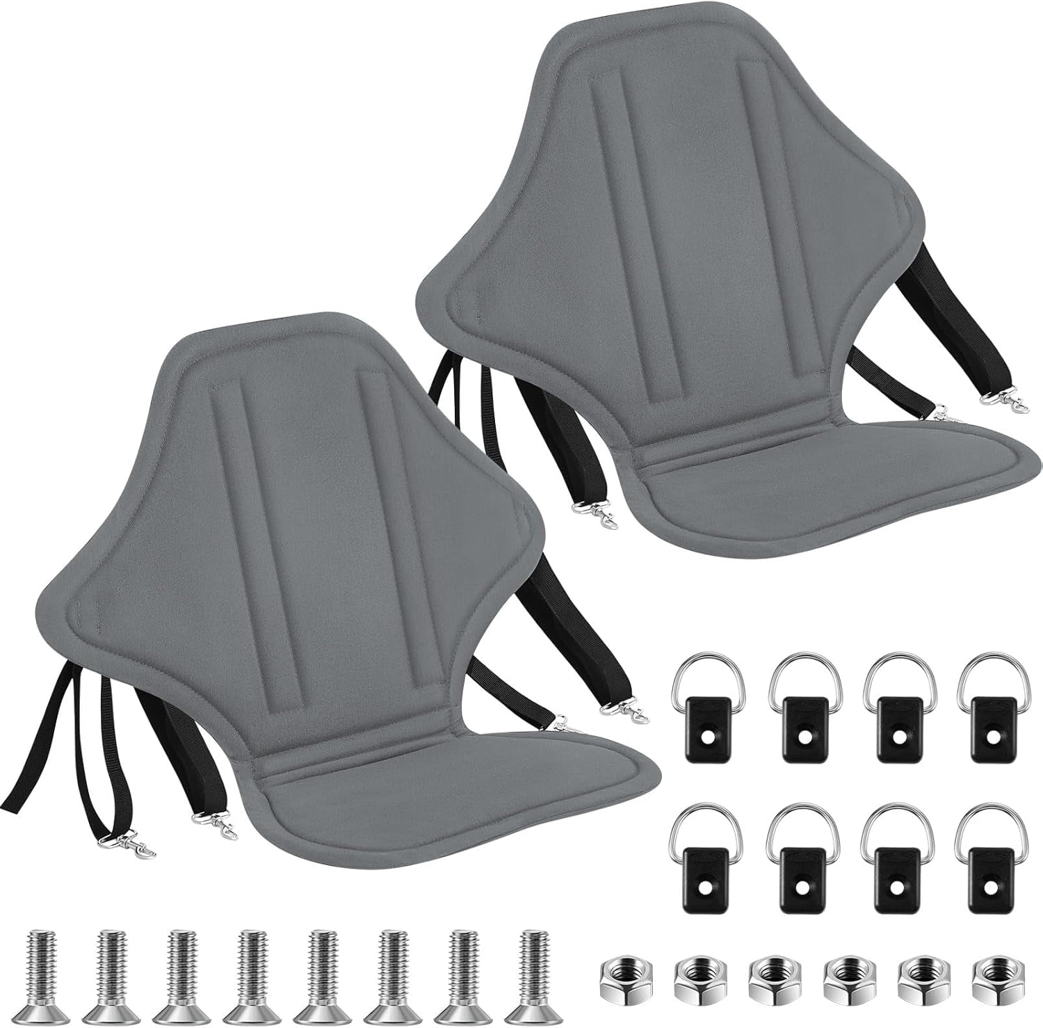 2 Pack Padded Kayak Seat Fishing Boat Seat with Storage Bag 8 Fixed D ...