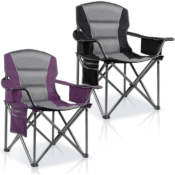 2 Pack Padded Oversized Camping Chairs for Adults, 400 Lb Capacity ...
