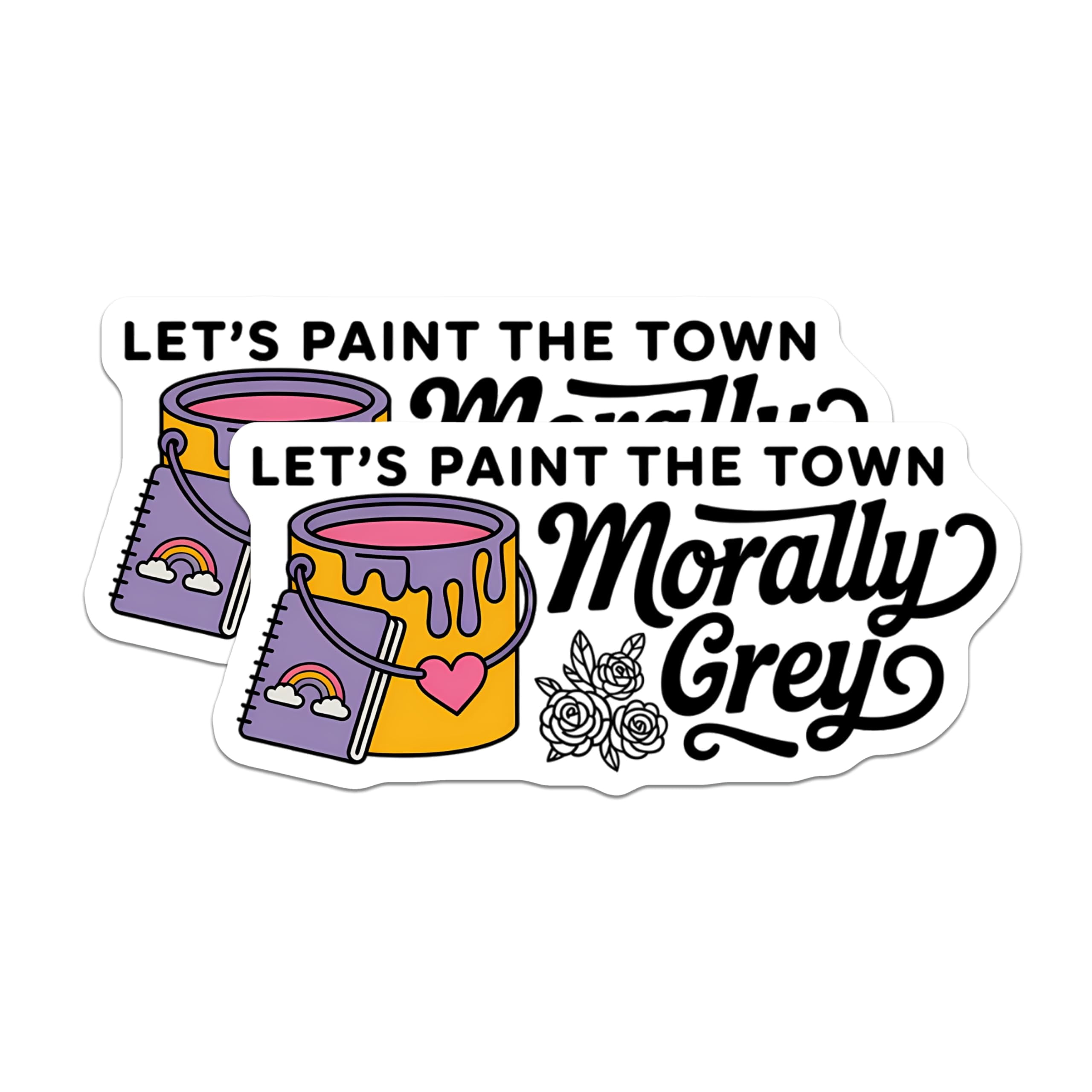 (2 Pack) Let's Paint Town Morally Grey Stickers - Paint Can Notebook ...