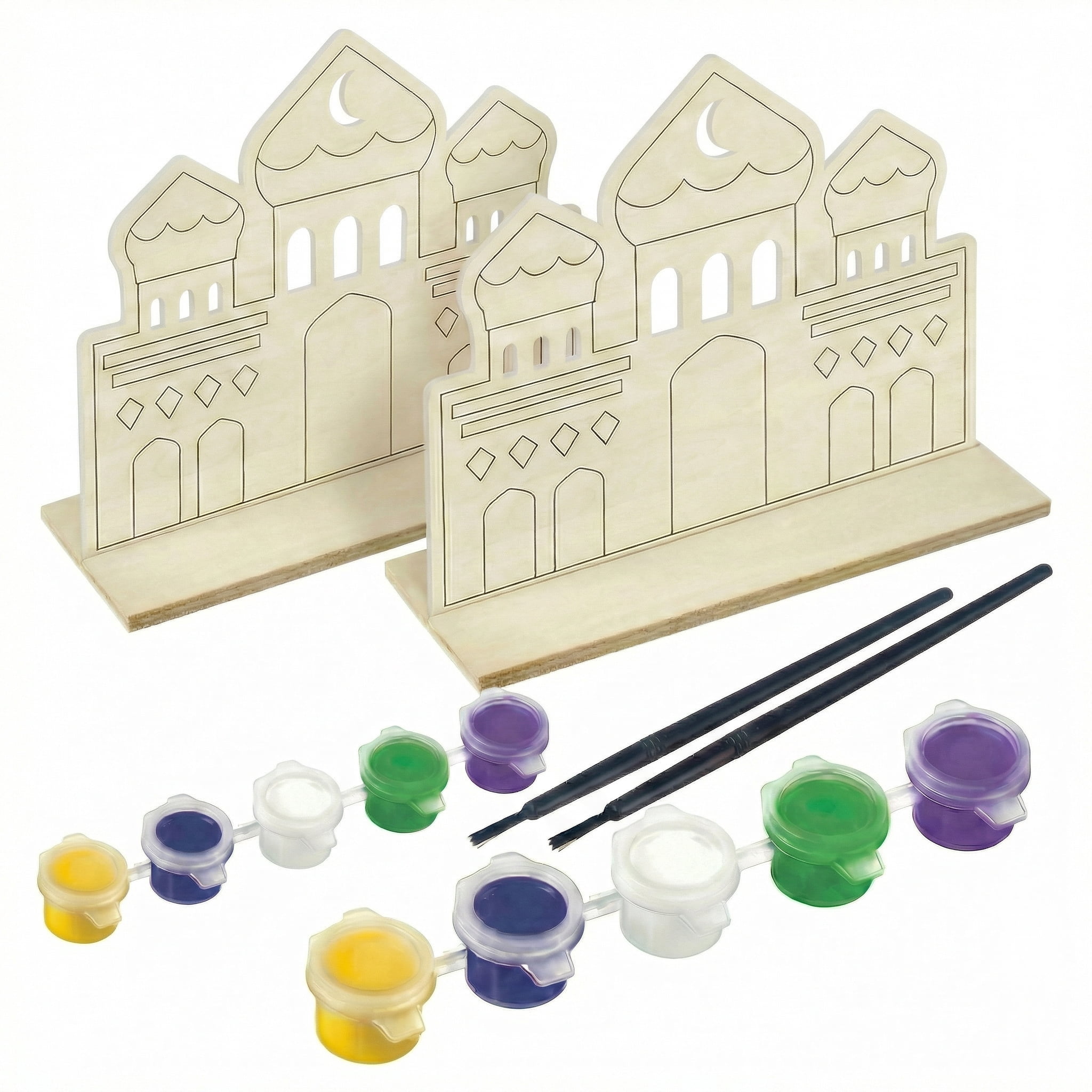 2-Pack Paint Your Own Mosque Craft Kit Freestanding Wooden DIY Ramadan ...