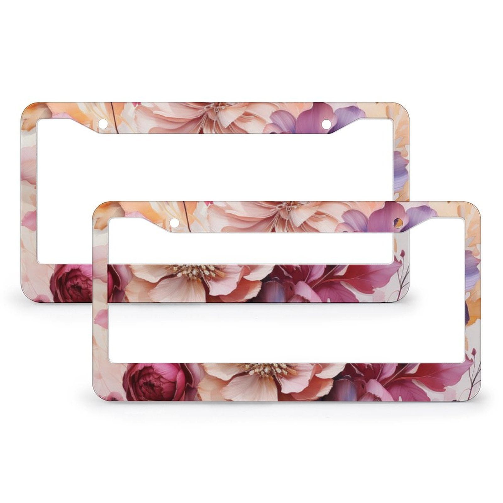 2 Pack Painting of Flowers And Leaves License Plate Cover Abstract Wild ...