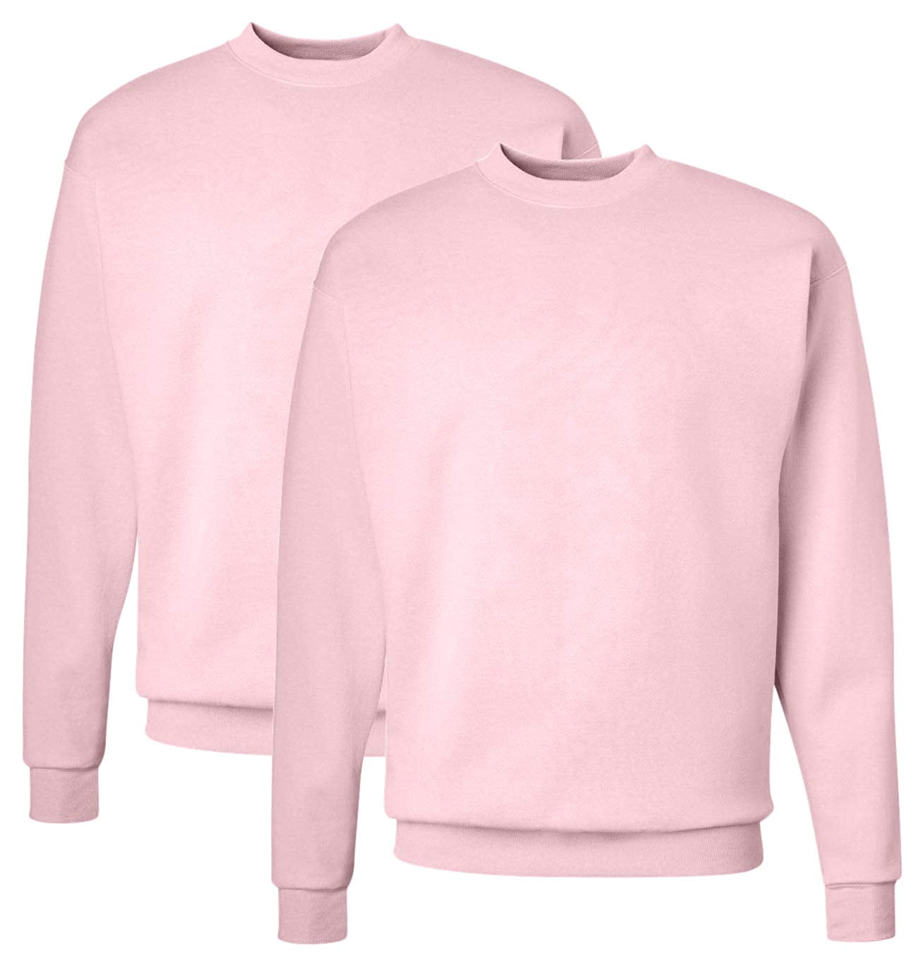 2 Pack Pale Pink Crewneck Sweatshirt Hanes Fleece Pullover - Walmart.com