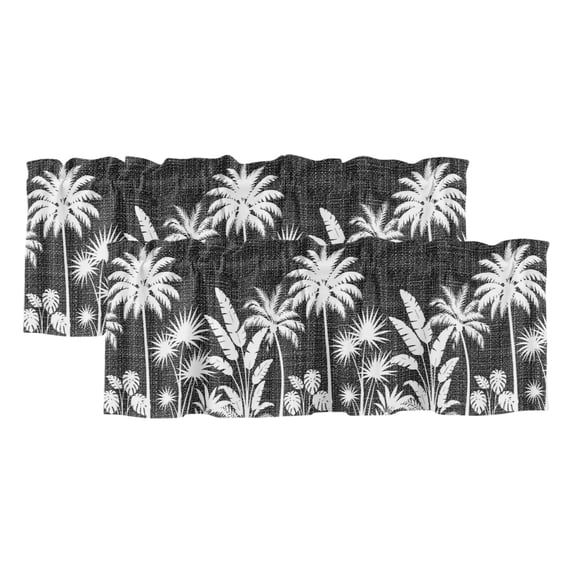 2 Pack Palm Tree Valance for Window Coastal Tropical Monstera Leaf ...