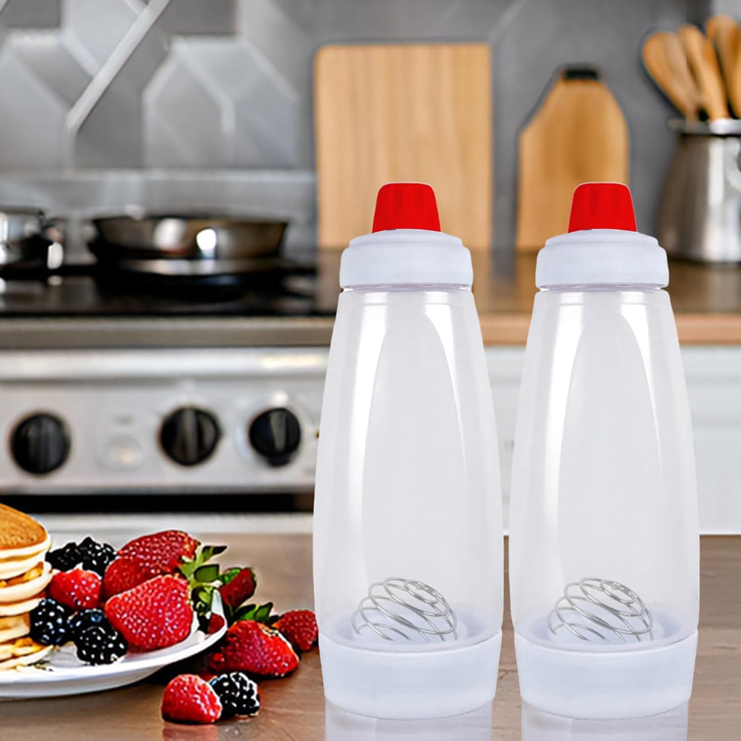 2 Pack Pancake Batter Dispenser and Mixer with BlenderBall Wire Whisk ...