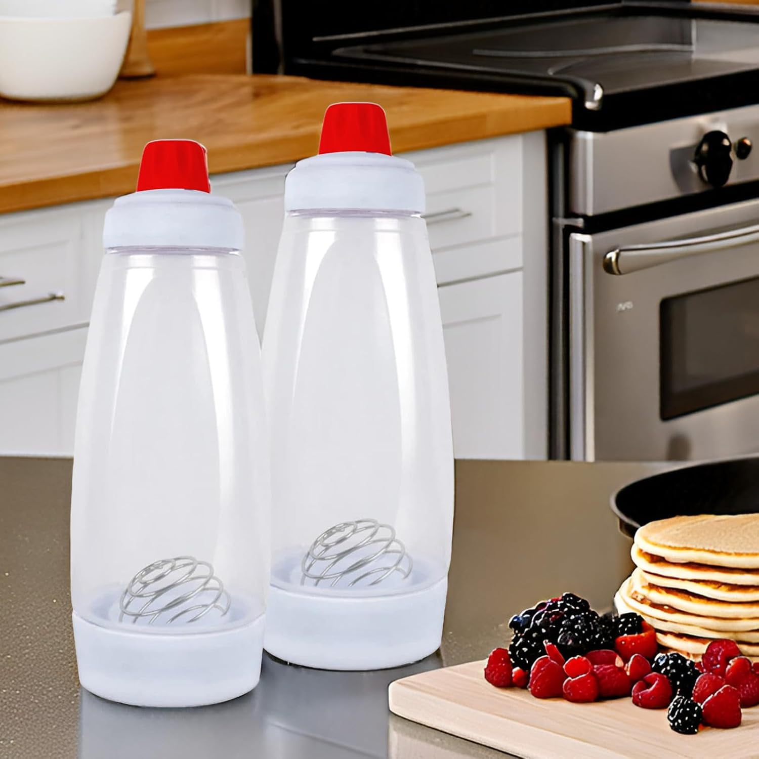 2 Pack Pancake Batter Dispenser and Mixer with BlenderBall Wire Whisk ...
