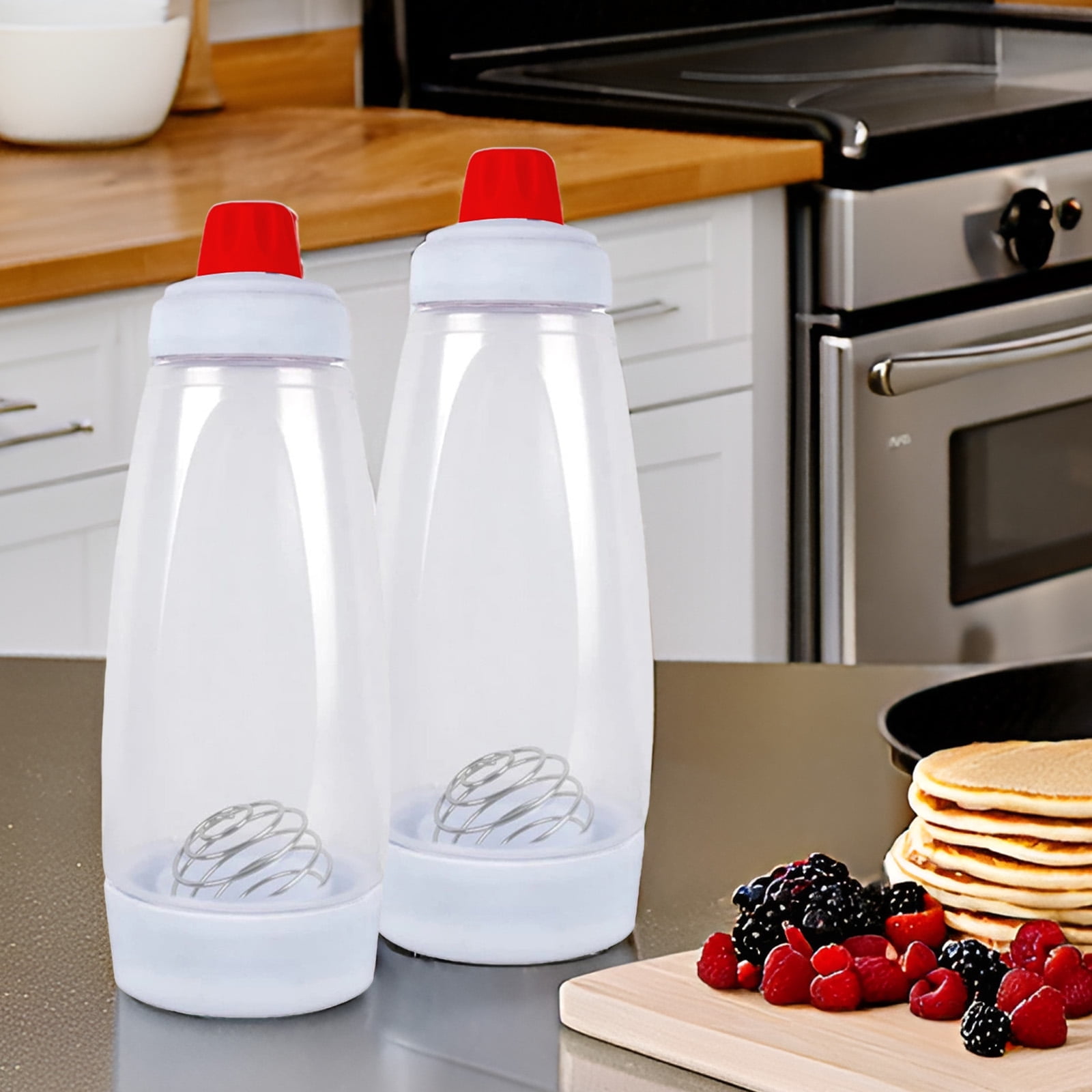 2 Pack Pancake Batter Dispenser, Pancake Mix Dispenser with Whisk Ball ...