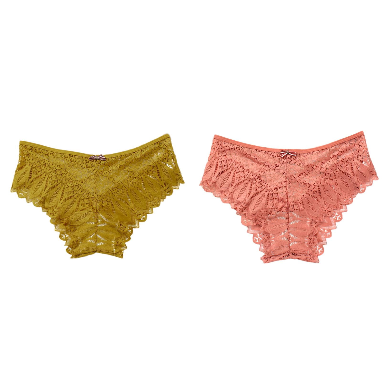 2-Pack,Panties For Women Crochet Lace Lace Up Panty Hollow Out ...
