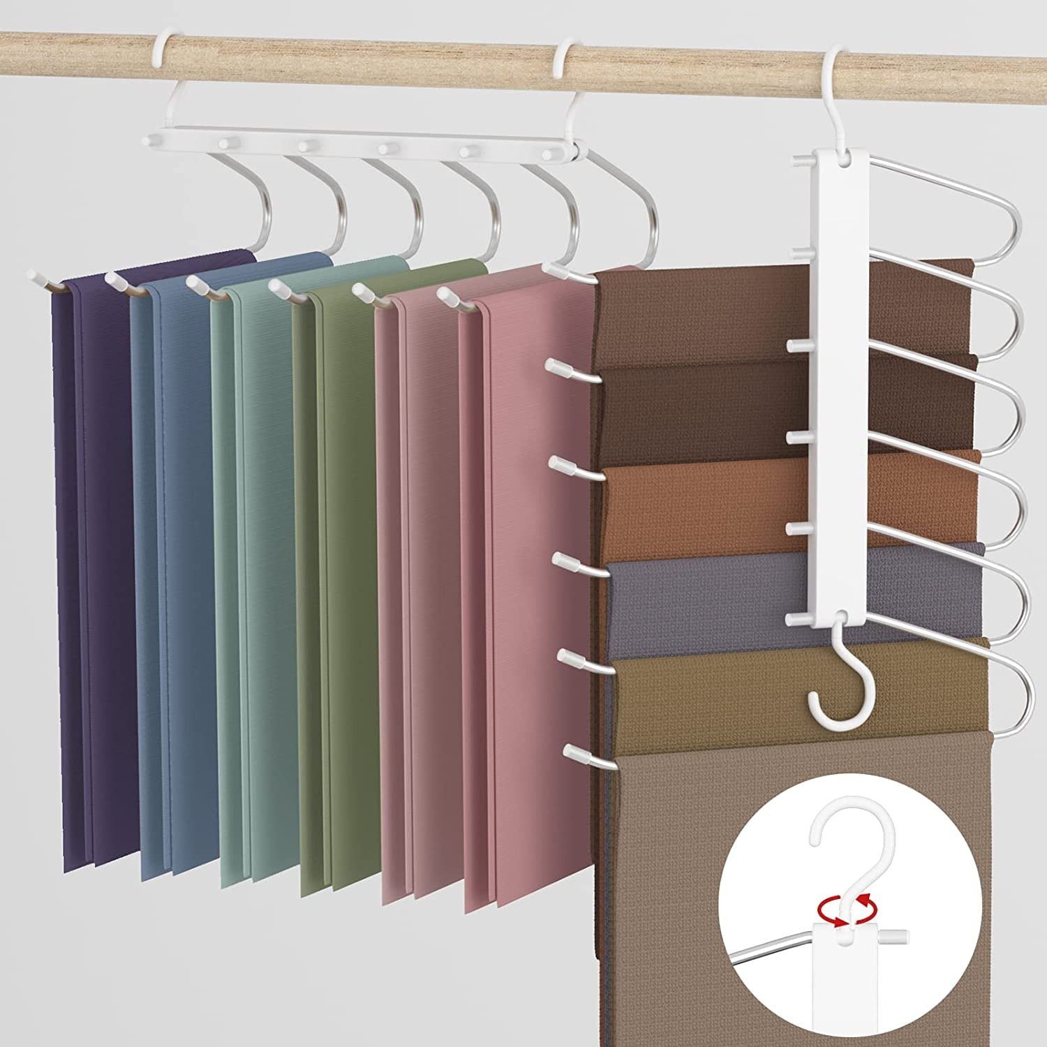 Walmart 2-Pack Space Saving Pants Hangers - 6 Tier Stackable Rack for ...