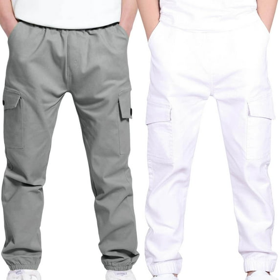 2 Pack Pants for Boys Elastic Waist Cargo Sweatpants Casual Althetic ...