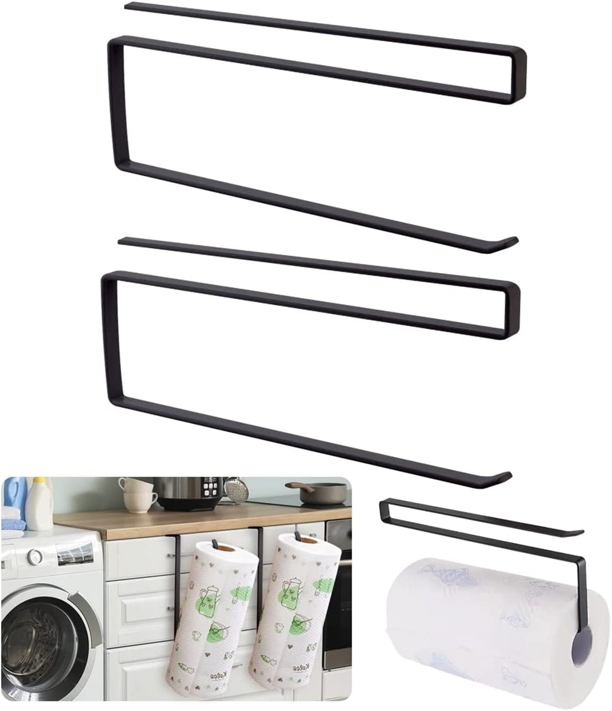 2 Pack Paper Towel Holder Dispenser Under Cabinet Paper Roll Holder ...