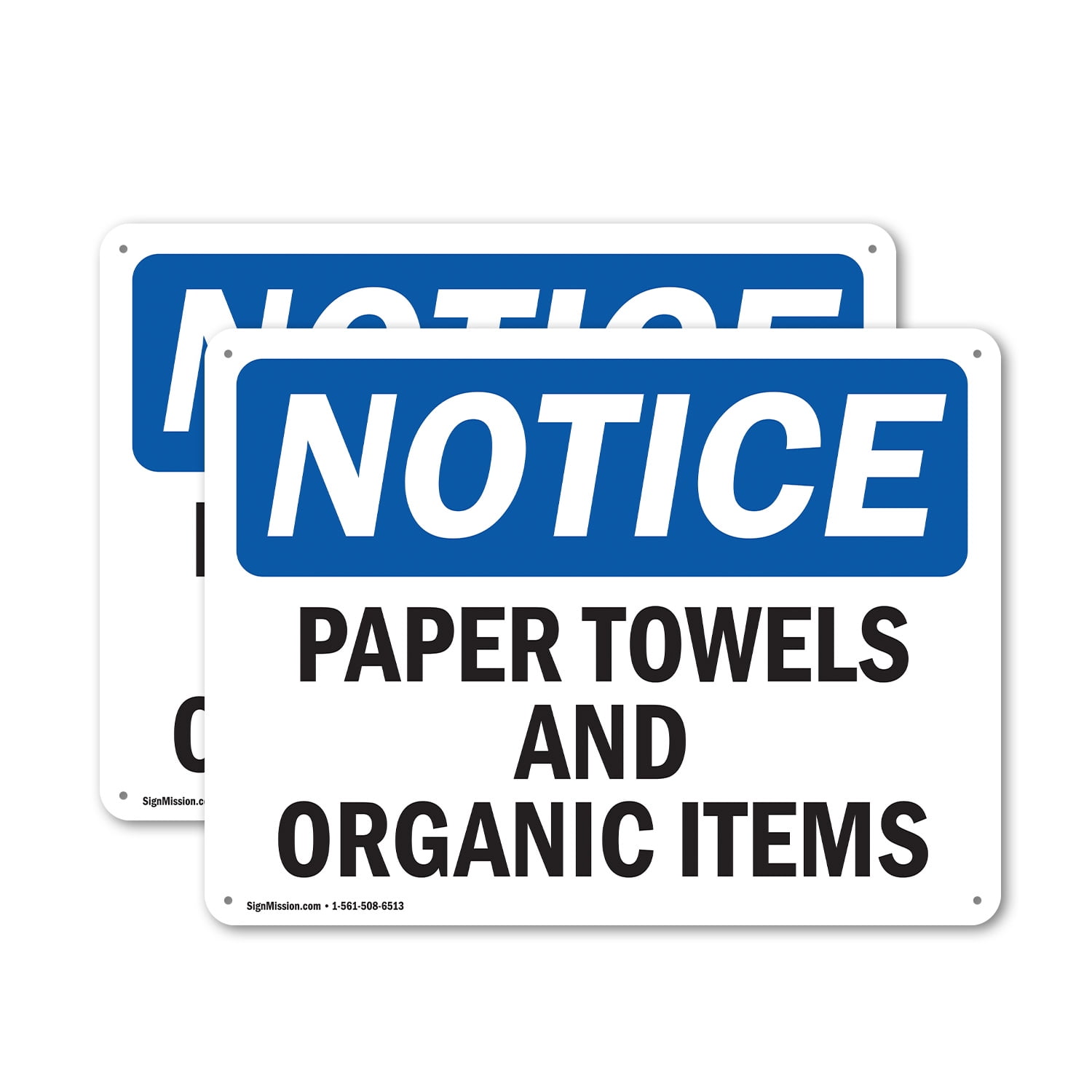 (2 Pack) Paper Towels And Organic Items OSHA Notice Sign 14 Inch X 10 ...