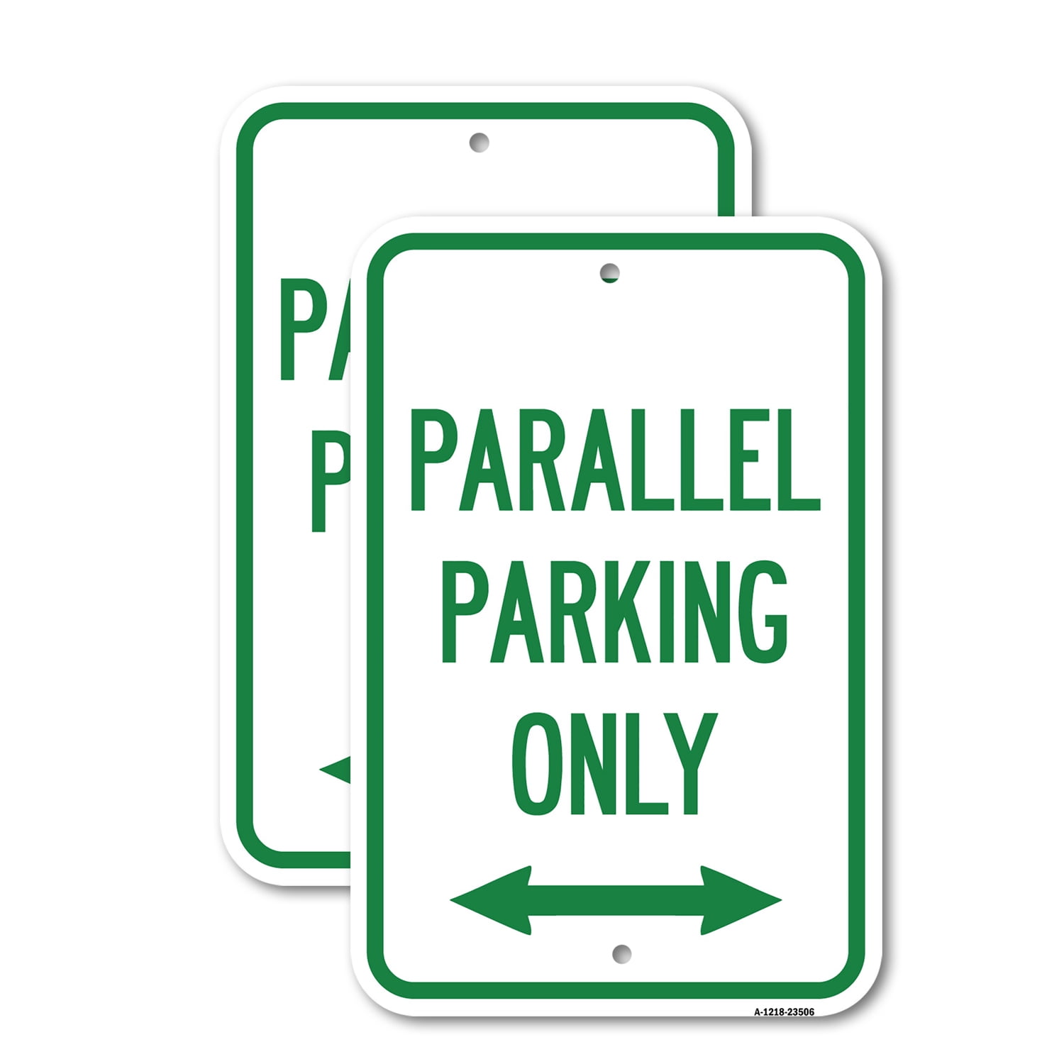 (2 Pack) Parallel Parking Only with Bidirectional Arrow | 12" X 18 ...