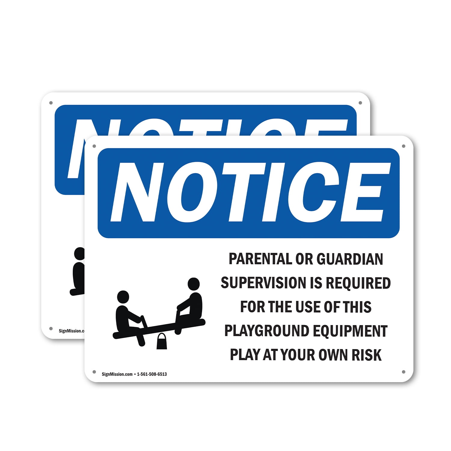 (2 Pack) Parental Or Guardian Supervision OSHA Notice Sign 18 Inch X 12 ...