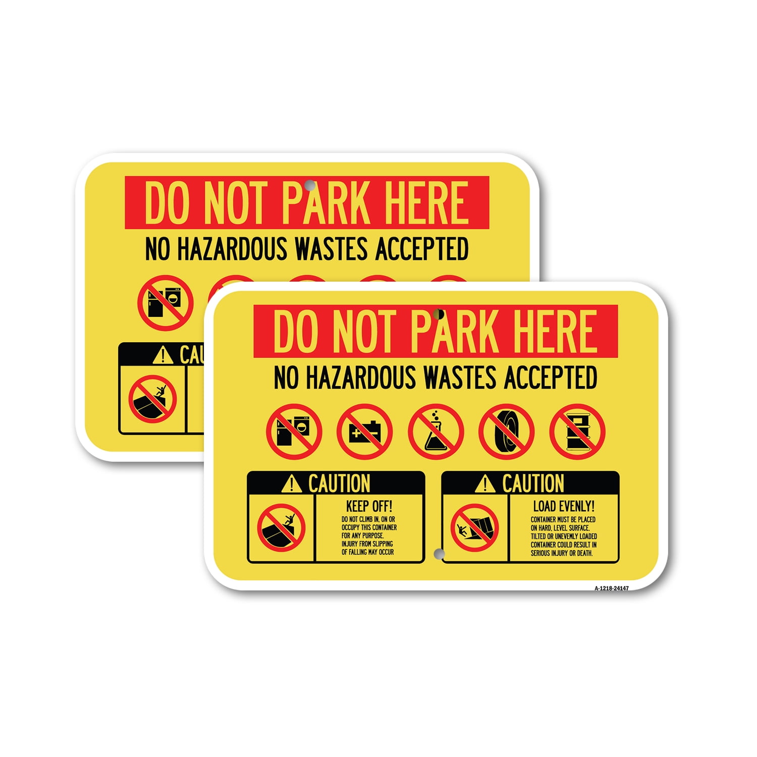 (2 Pack) Do Not Park Here No Hazardous Waste Accepted | 12" X 18" Heavy ...