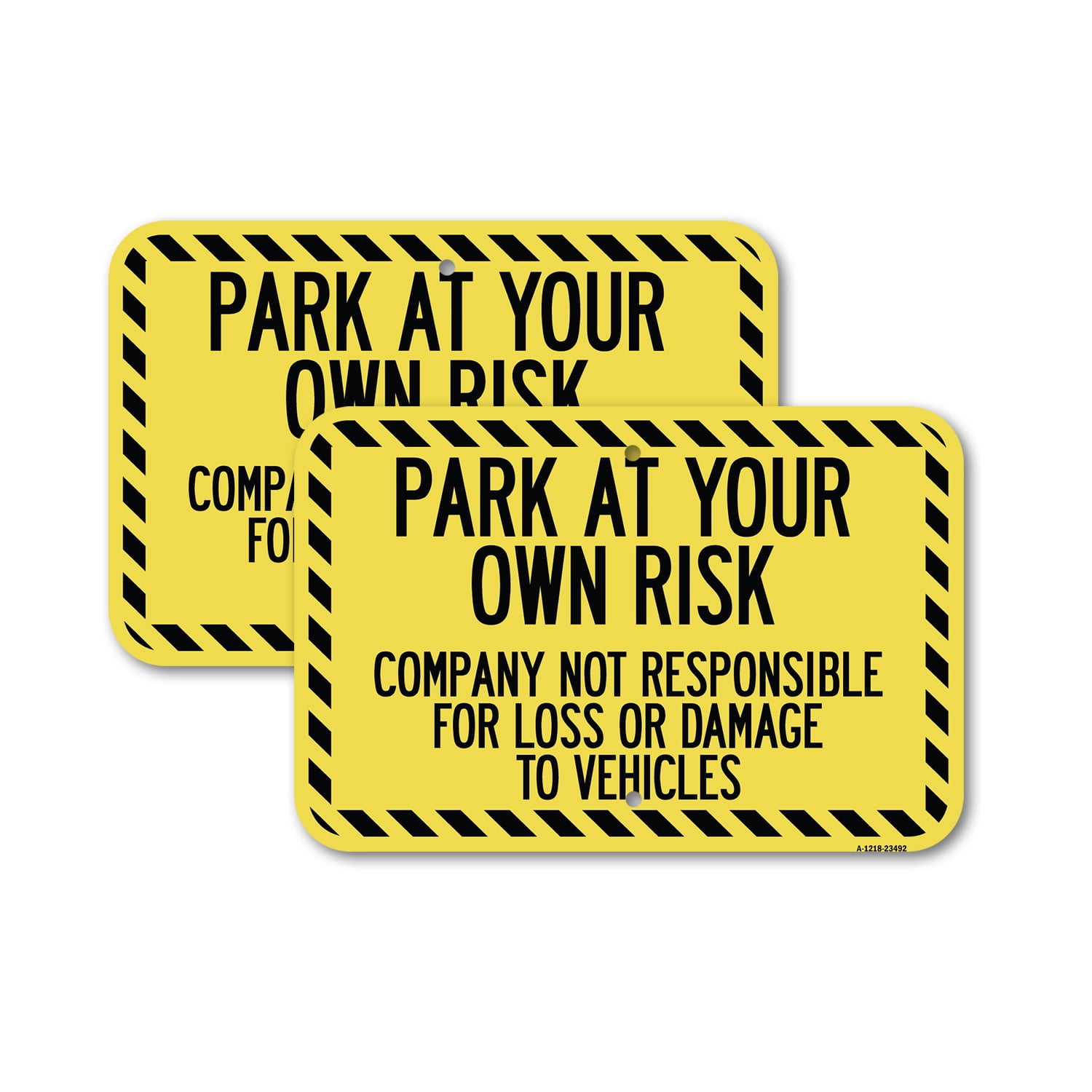 (2 Pack) Park at Your Own Risk Company Not Responsible for Loss or ...