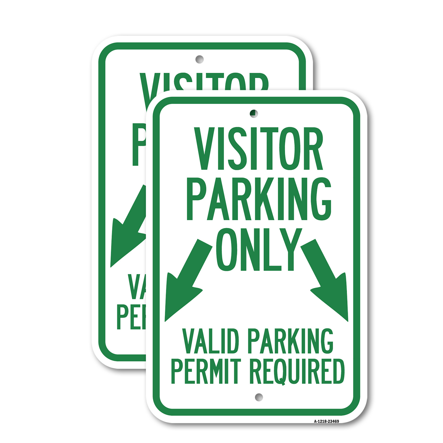 (2 Pack) Parking Area Sign Visitors Parking Only Valid Parking Permit ...