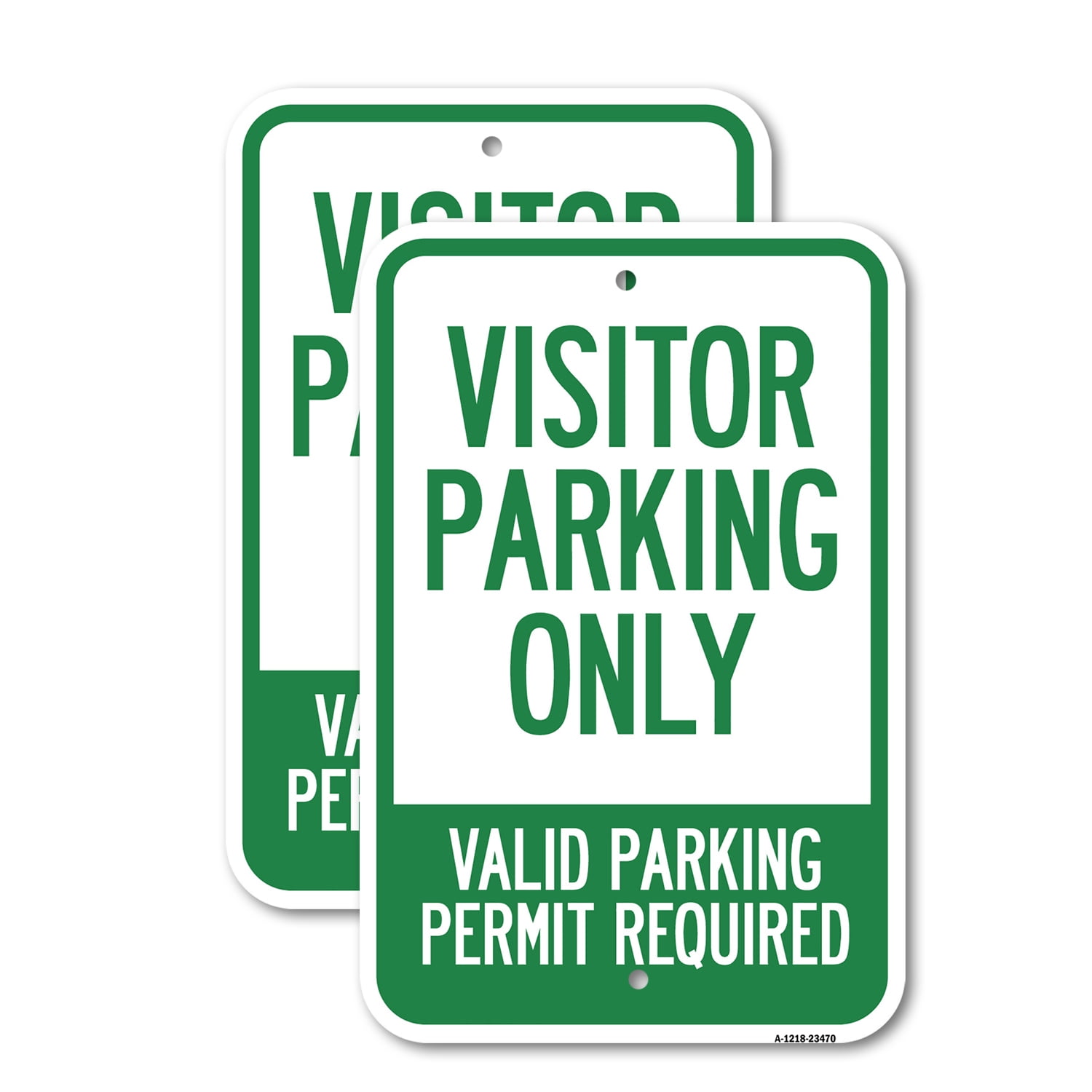 (2 Pack) Parking Area Sign Visitors Parking Only - Valid Parking Permit ...