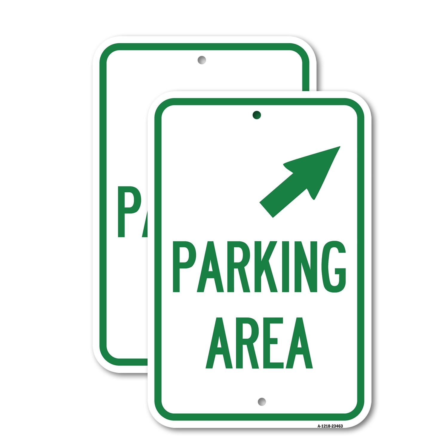 (2 Pack) Parking Area with Upper Right Arrow | 18" X 24" Heavy-Gauge ...