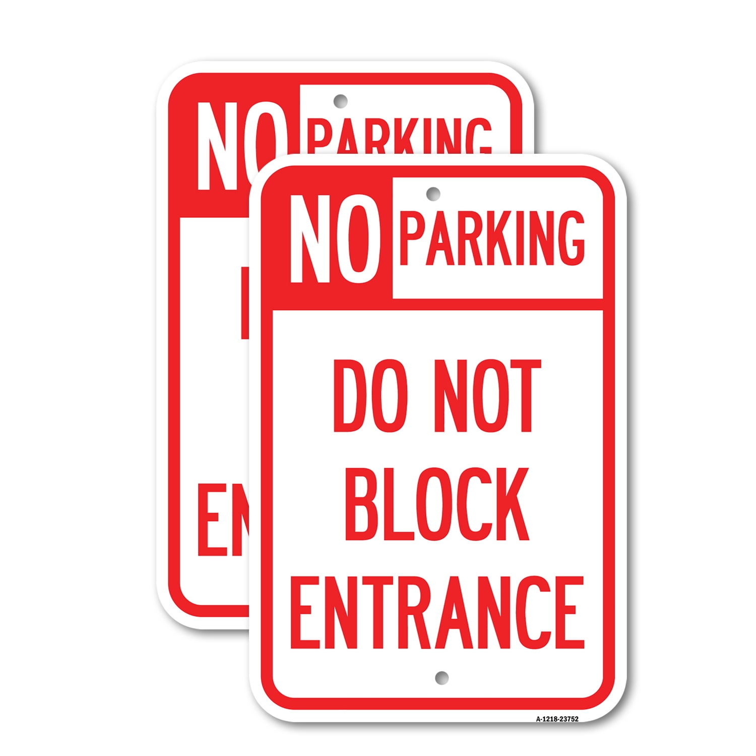 (2 Pack) No Parking Do Not Block Entrance | 12" X 18" Heavy-Gauge Aluminum Sign | Rust Free ...