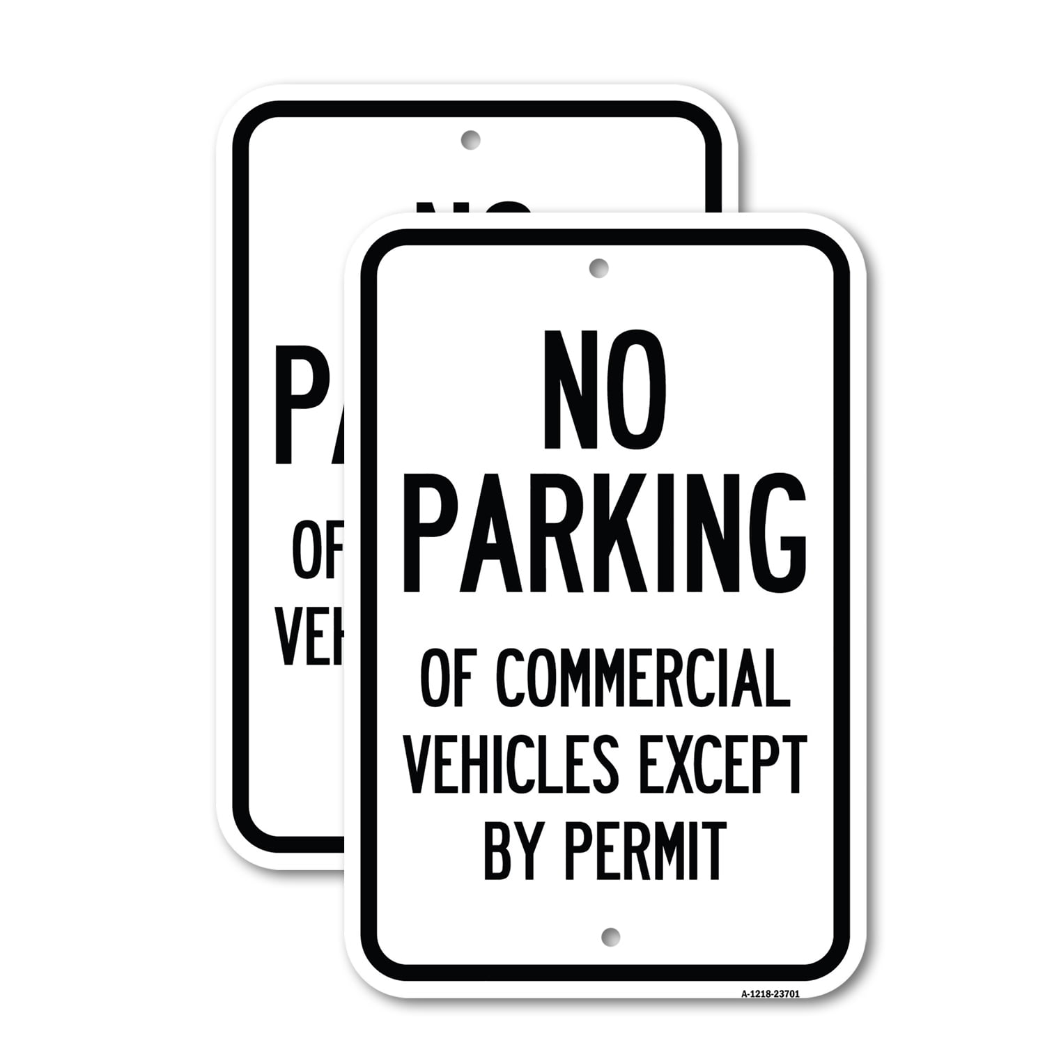 (2 Pack) No Parking of Commercial Vehicles Except by Permit | 18" X 24 ...