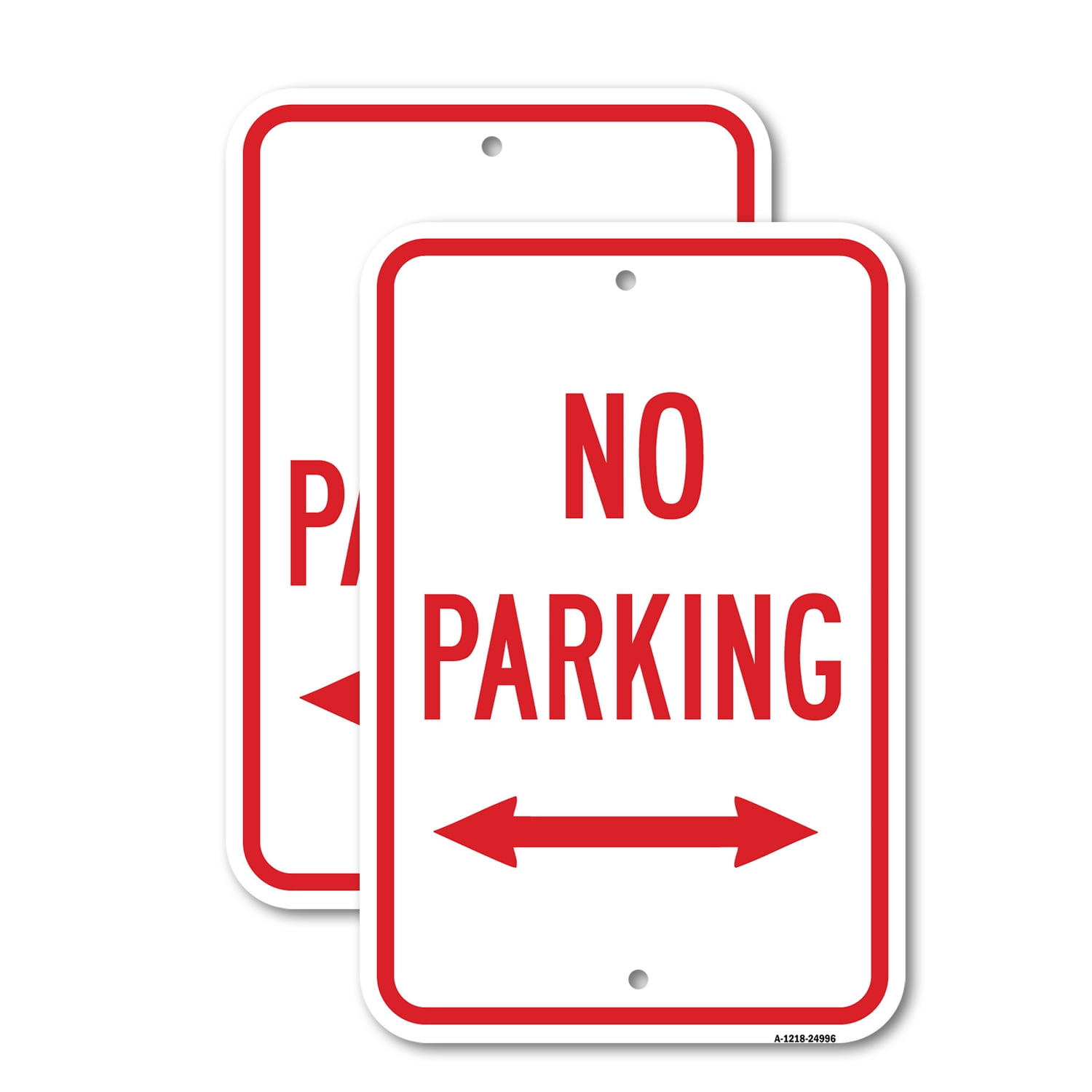 (2 Pack) No Parking With Double Arrow | 18" X 24" Heavy-Gauge Aluminum ...