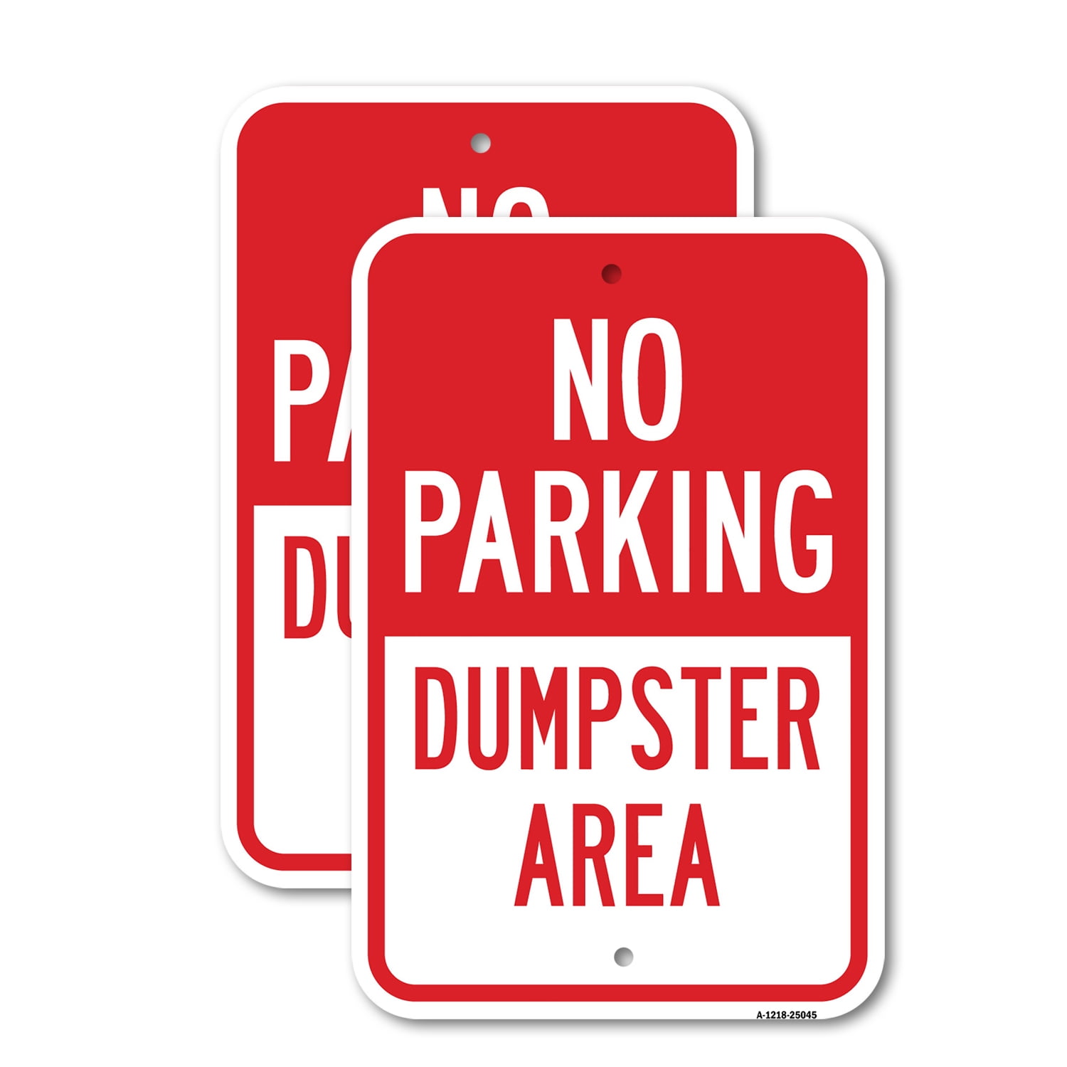(2 Pack) No Parking Dumpster Area | 12" X 18" Heavy-Gauge Aluminum Sign | Rust Free Aluminum ...