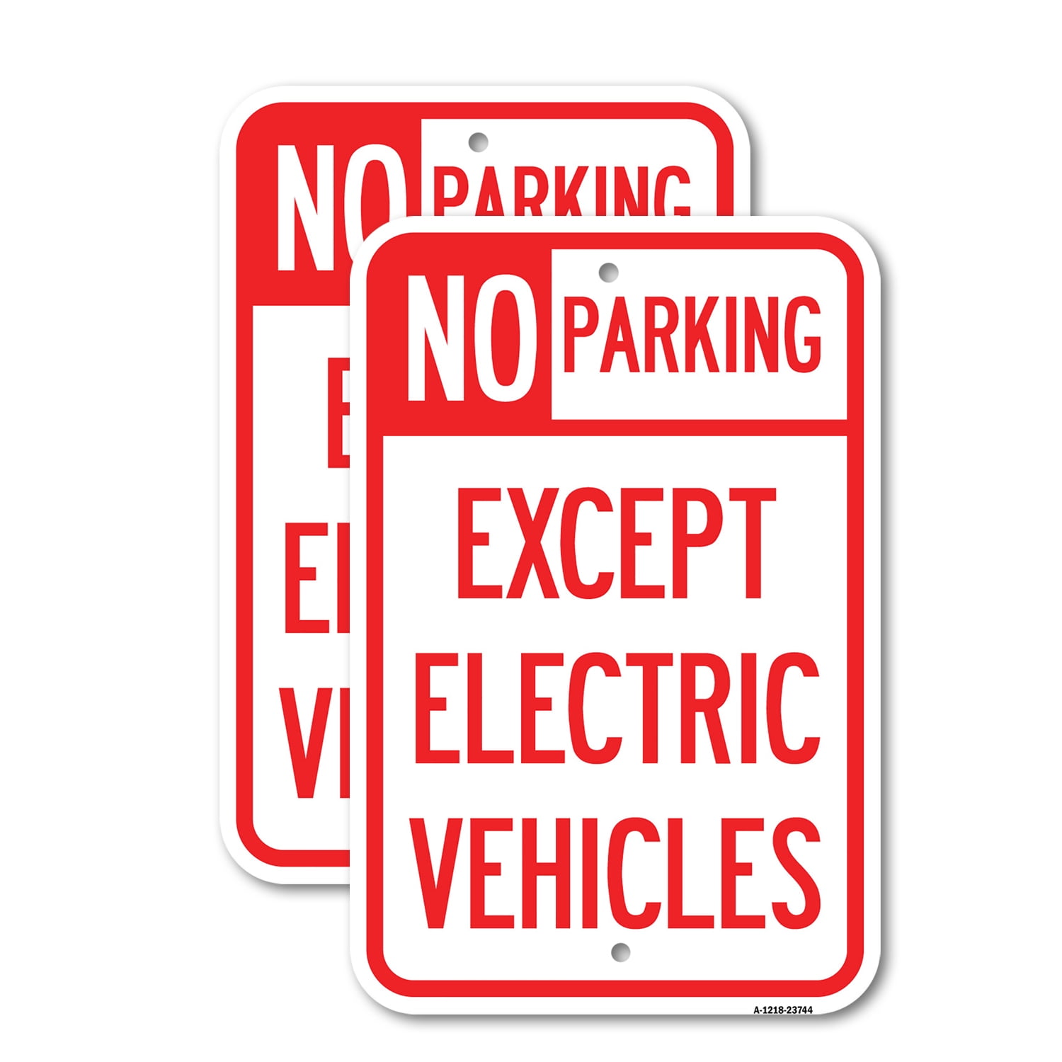 (2 Pack) No Parking Except Electric Vehicles | 12" X 18" Heavy-Gauge ...