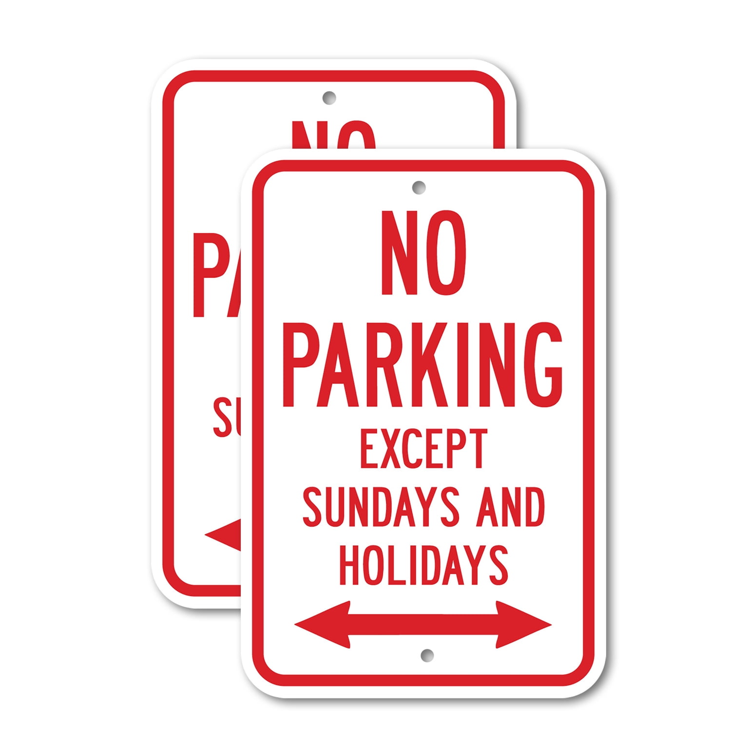 (2 Pack) No Parking Except Sundays & Holidays | 12" X 18" Heavy-Gauge ...