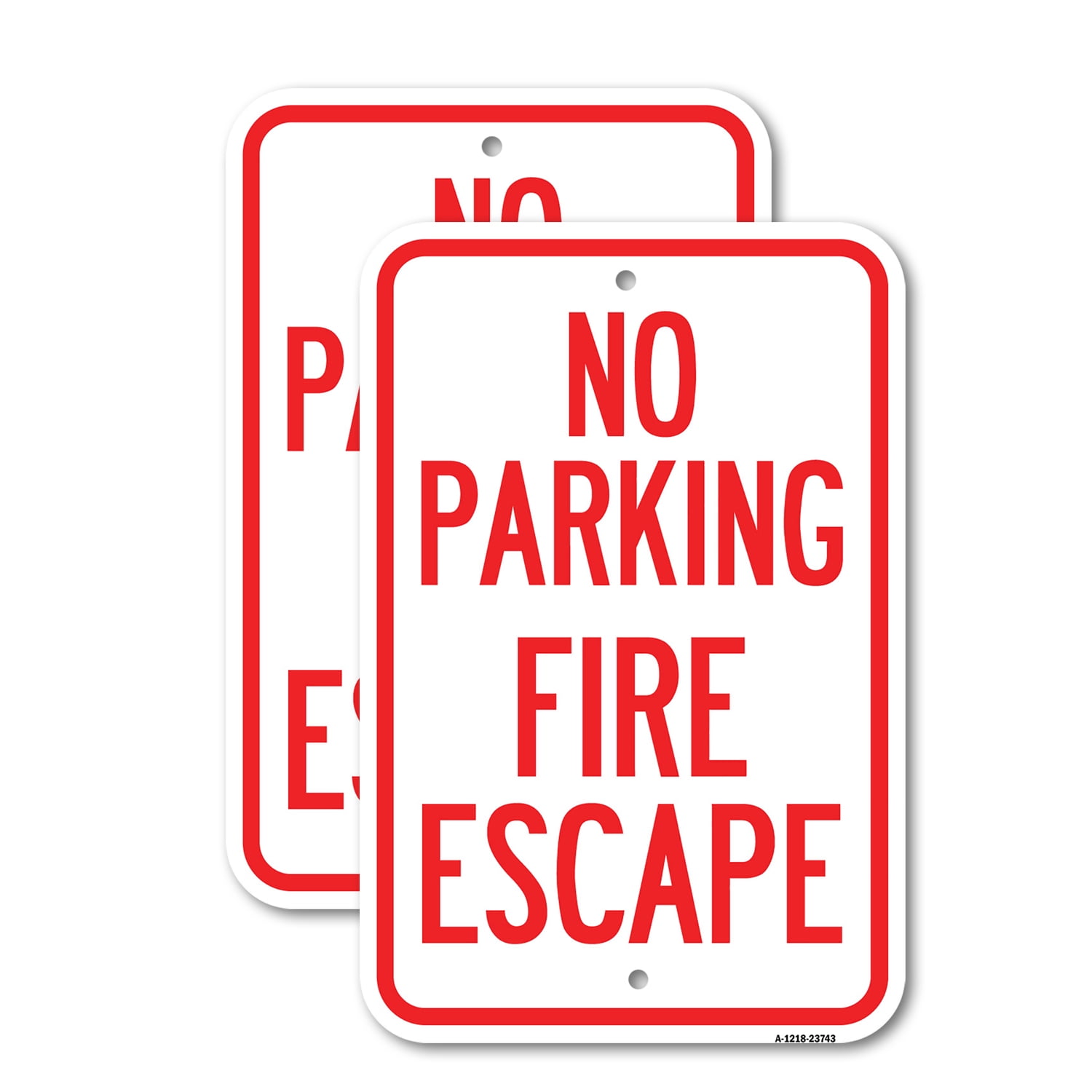 (2 Pack) No Parking Fire Escape | 12" X 18" Heavy-Gauge Aluminum Sign ...