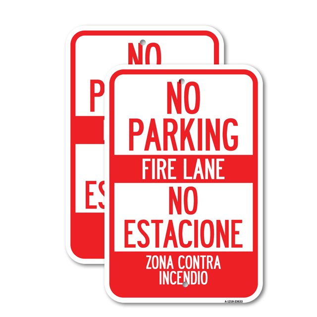 (2 Pack) No Parking - Fire Lane - No Estacione Zona Contra Incendio ...