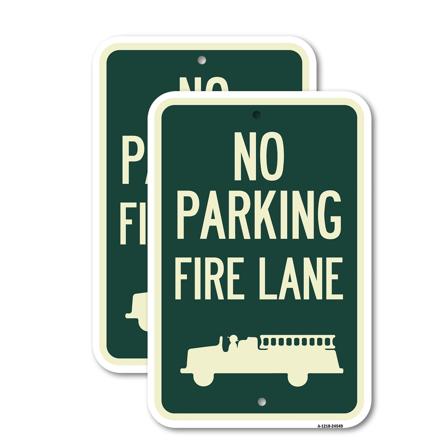 (2 Pack) No Parking Fire Lane (Fire Truck Symbol) | 12" X 18" Heavy ...