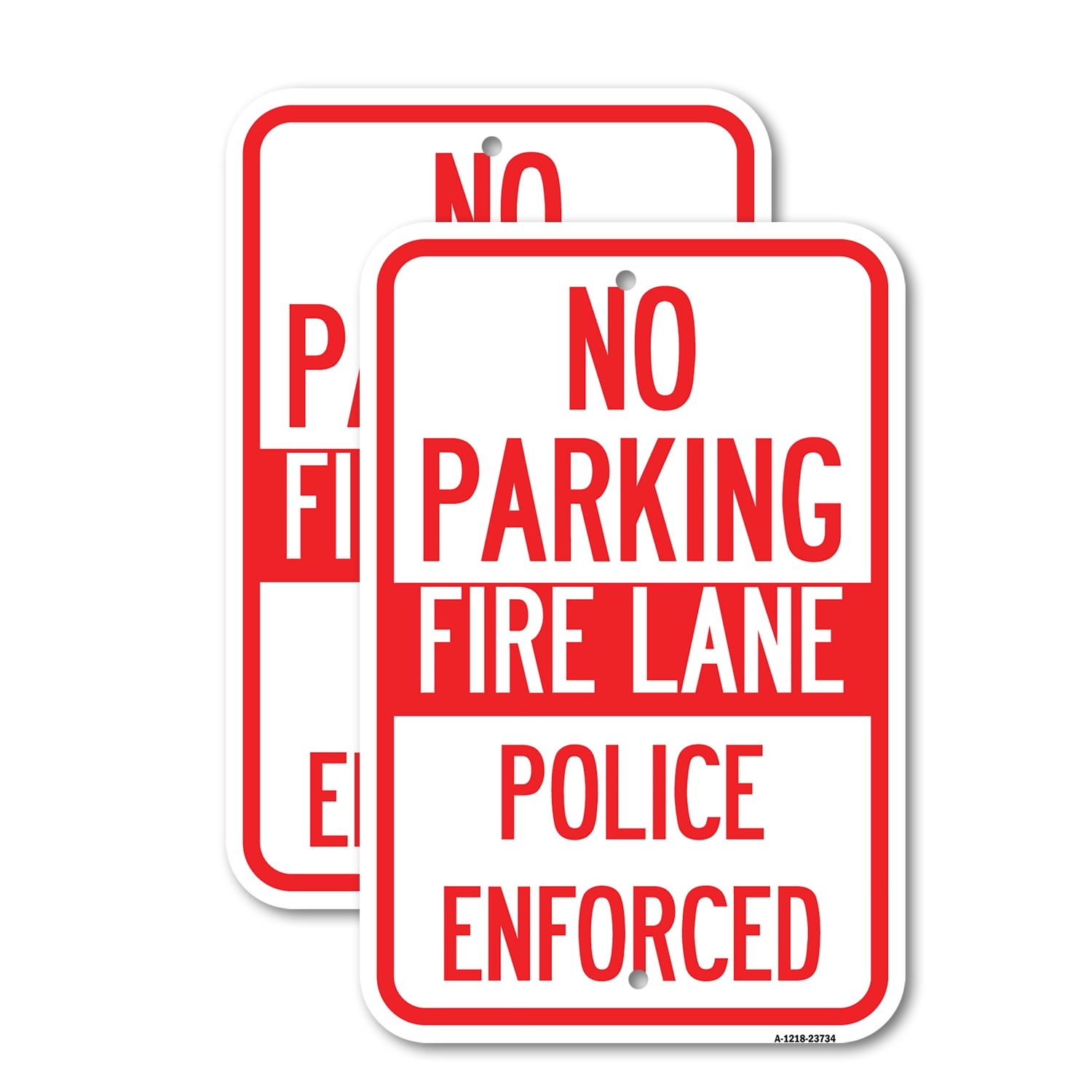 (2 Pack) No Parking Fire Lane Police Enforced | 12" X 18" Heavy-Gauge ...