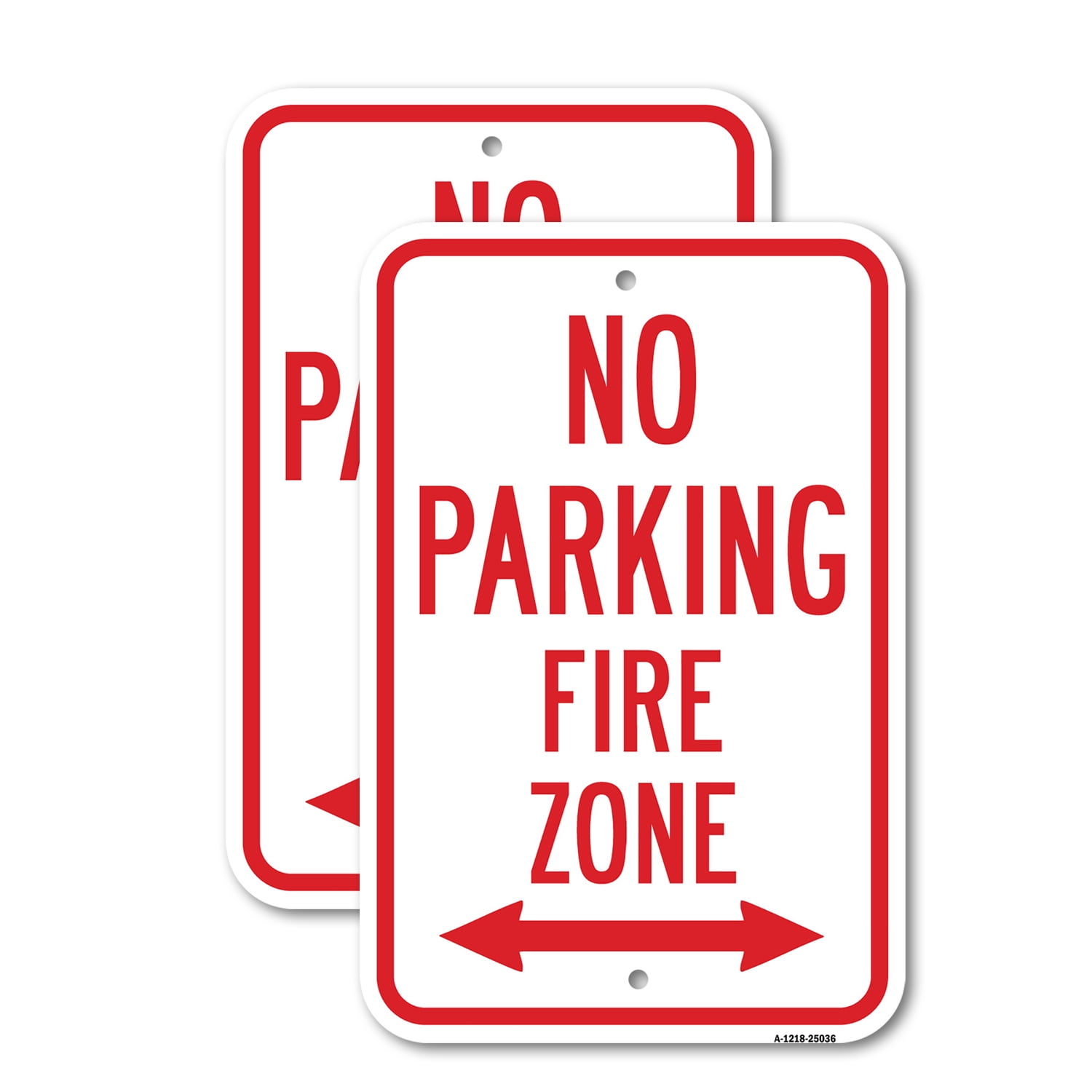 (2 Pack) No Parking Fire Zone With Double Arrow | 12" X 18" Heavy-Gauge ...