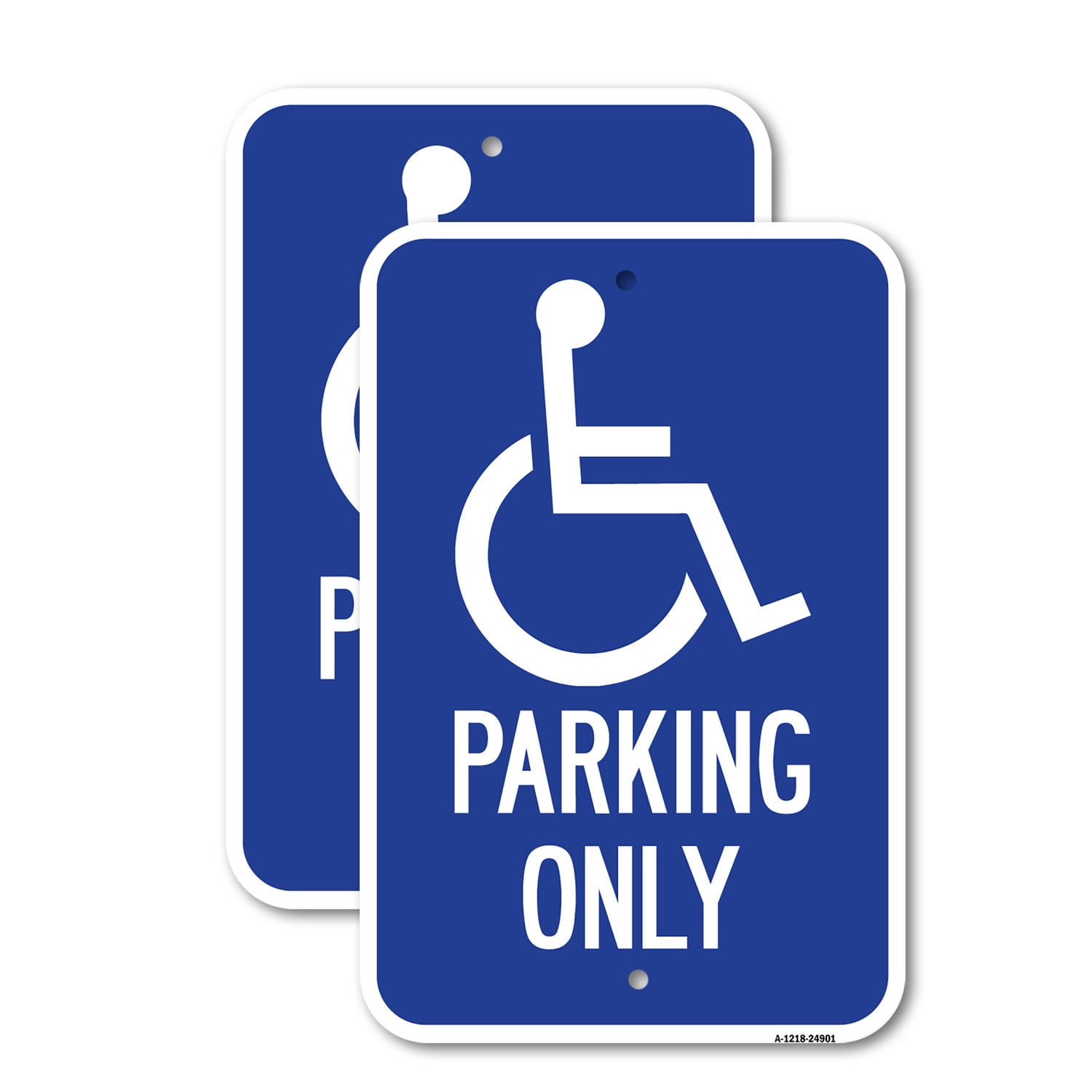 (2 Pack) Parking Only With Handicapped Symbol | 12" X 18" Heavy-Gauge ...