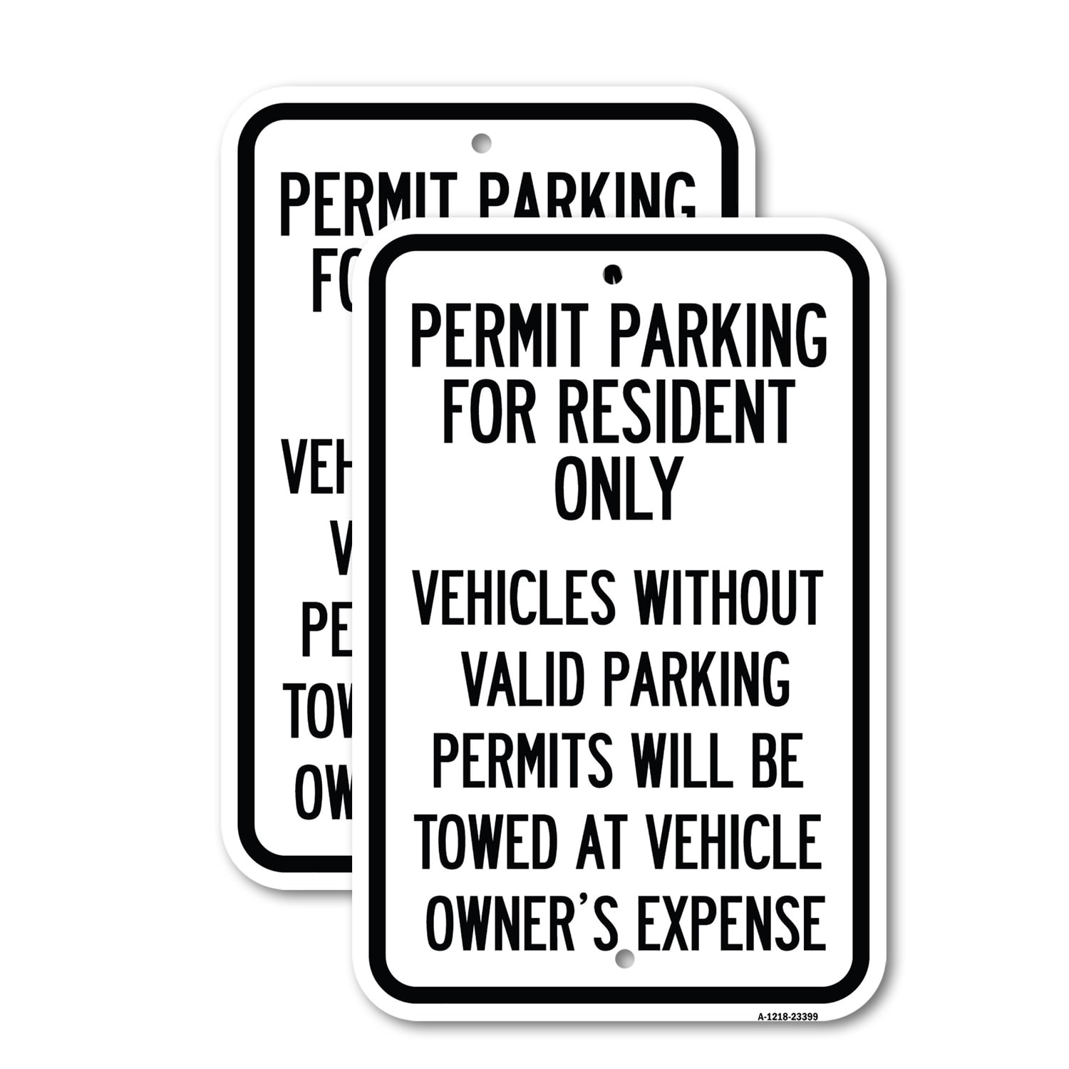 (2 Pack) Parking Permit Sign Permit Parking for Residents Only Vehicles ...