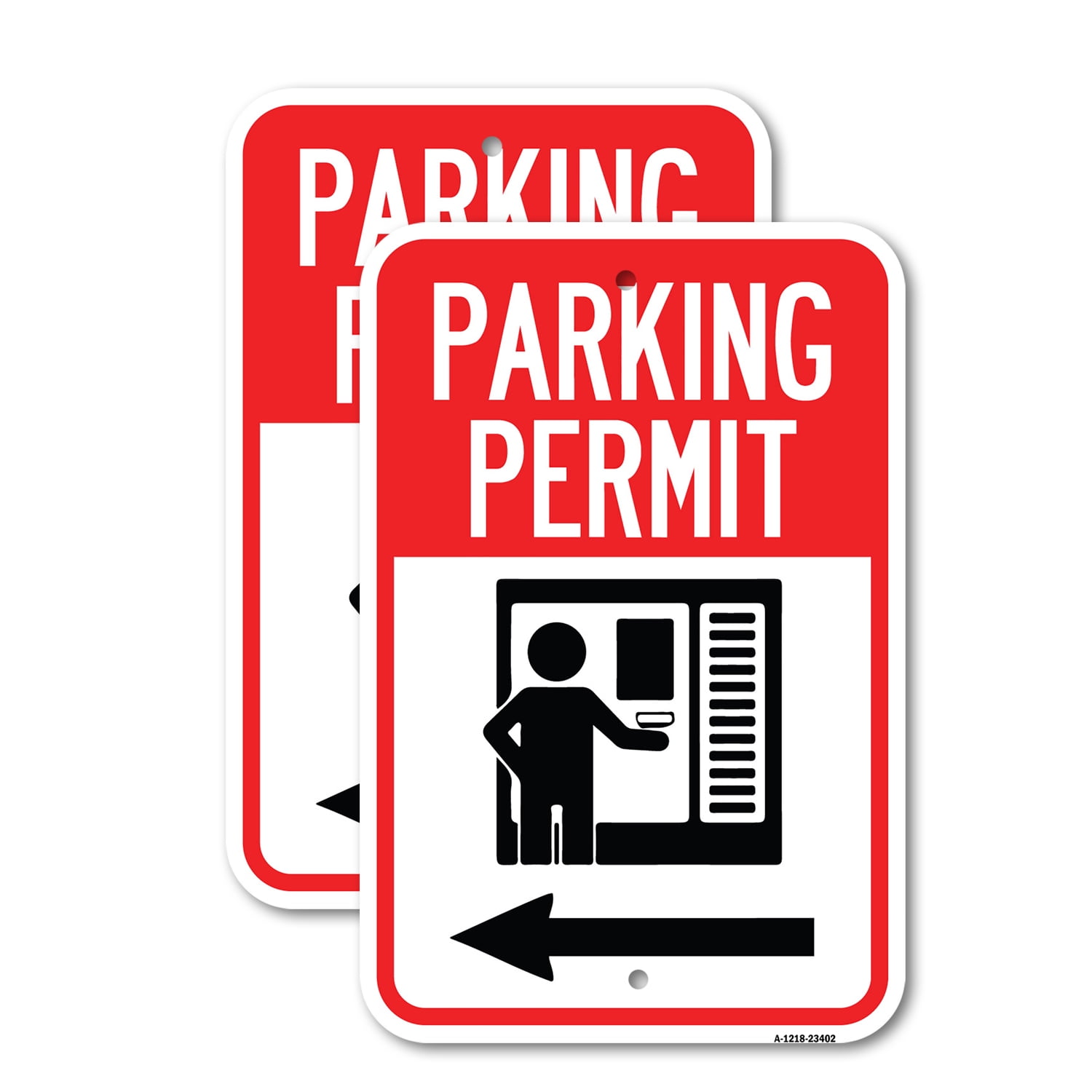 (2 Pack) Parking Permit (With Left Arrow Symbol) | 12" X 18" Heavy ...