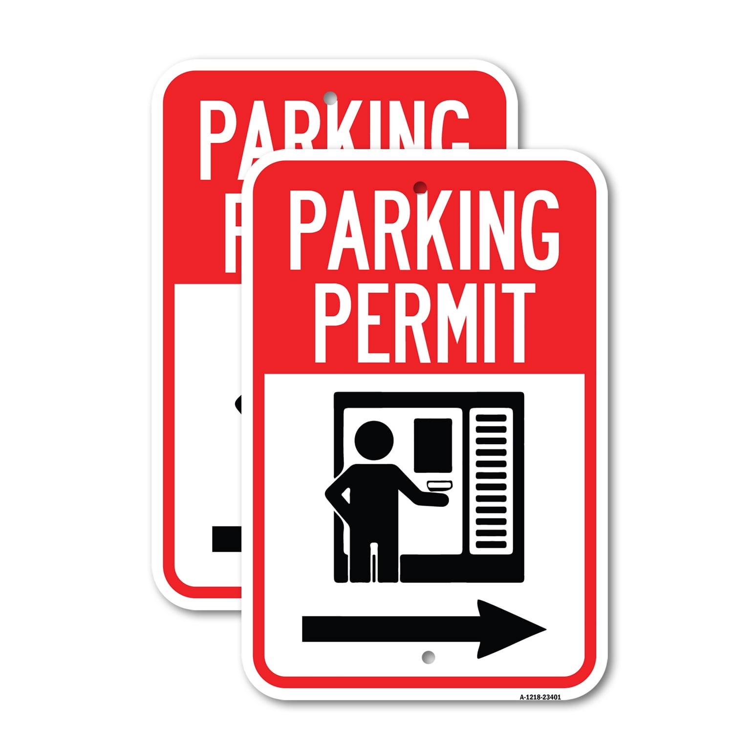 (2 Pack) Parking Permit (With Right Arrow Symbol) | 12" X 18" Heavy ...
