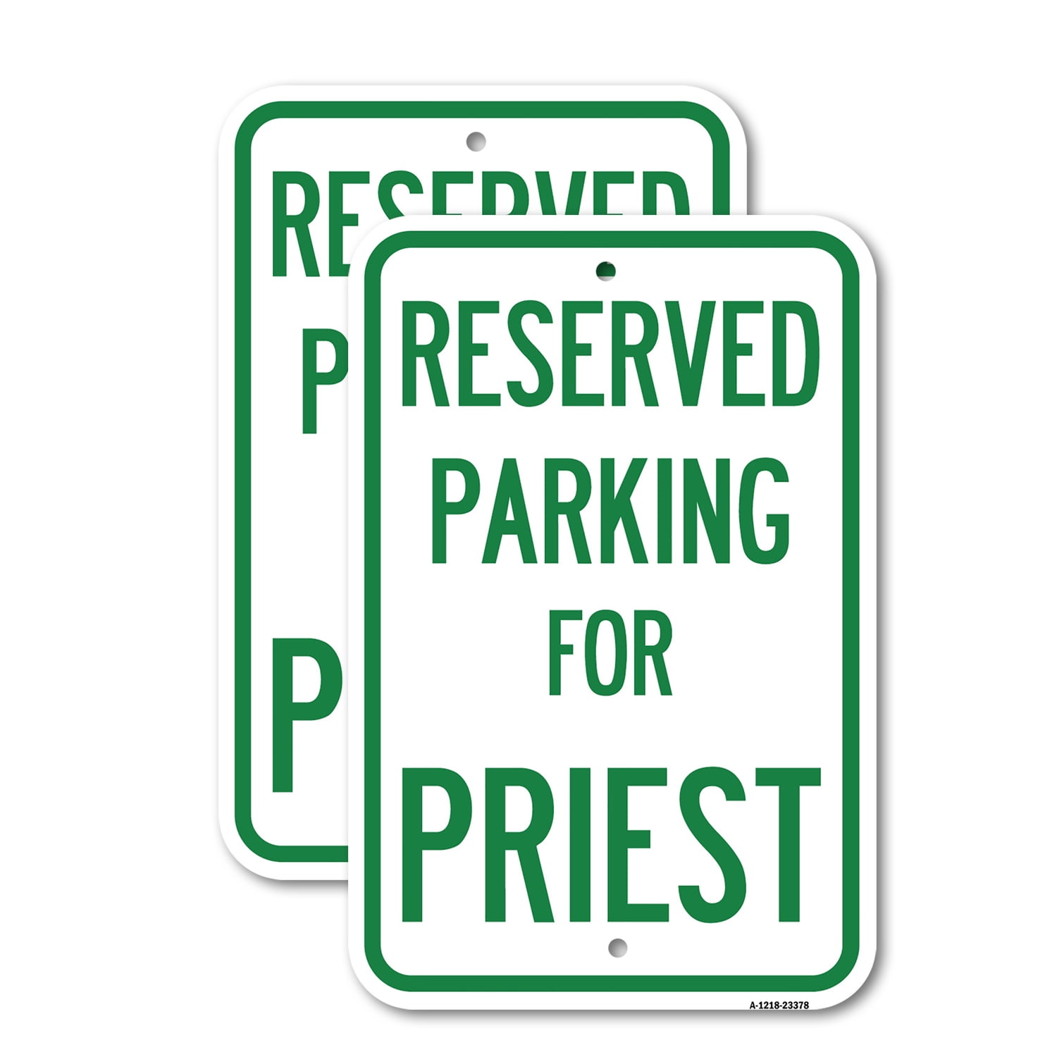 (2 Pack) Parking Reserved for Priest | 18" X 24" Heavy-Gauge Aluminum ...