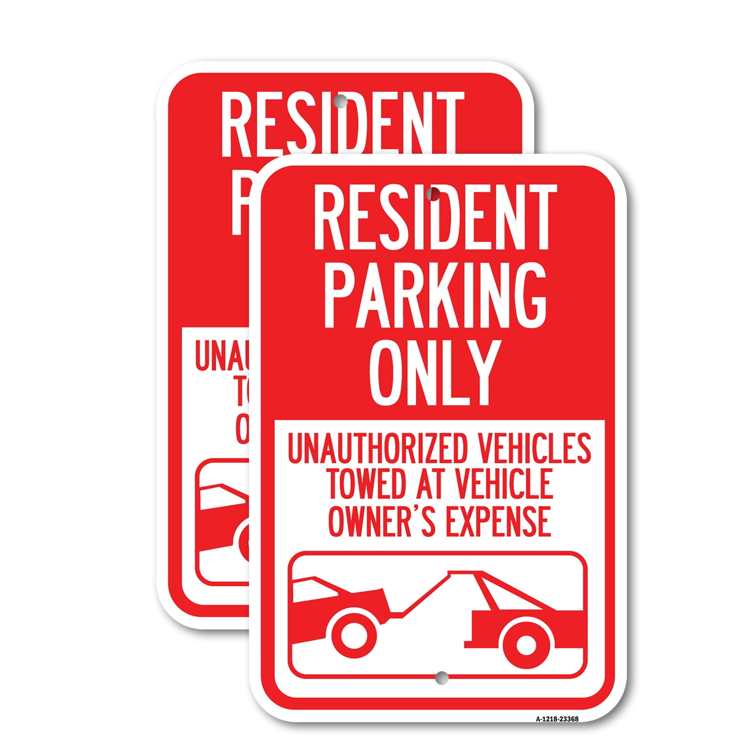 (2 Pack) Parking Restriction Sign Resident Parking Only, Unauthorized ...