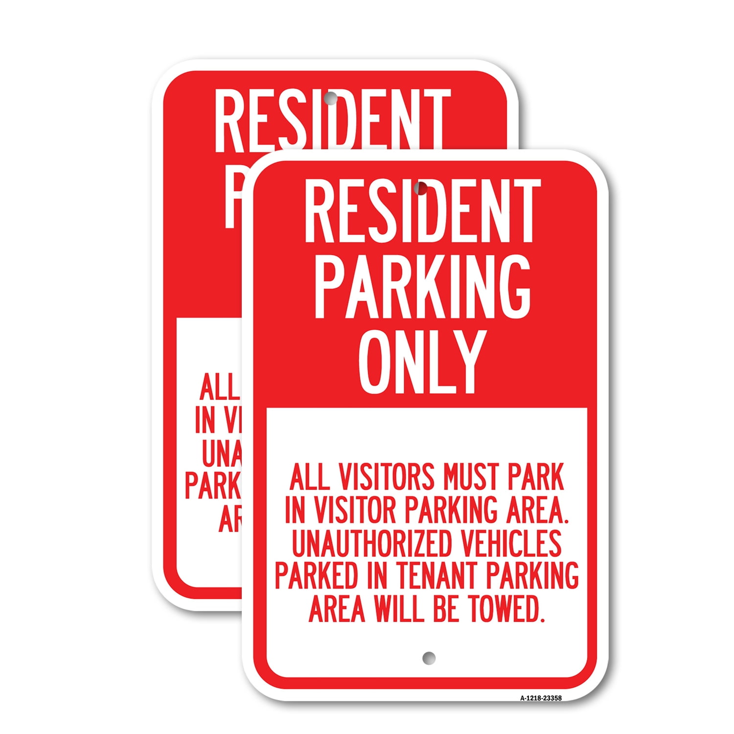 (2 Pack) Parking Sign Resident Parking Only | 18" X 24" Heavy-Gauge ...