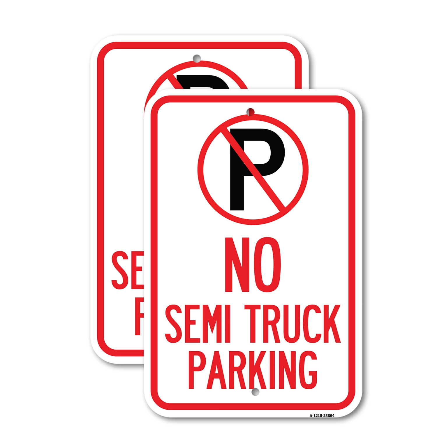 (2 Pack) No Parking Sign No Semi Truck Parking with Symbol | 18" X 24 ...