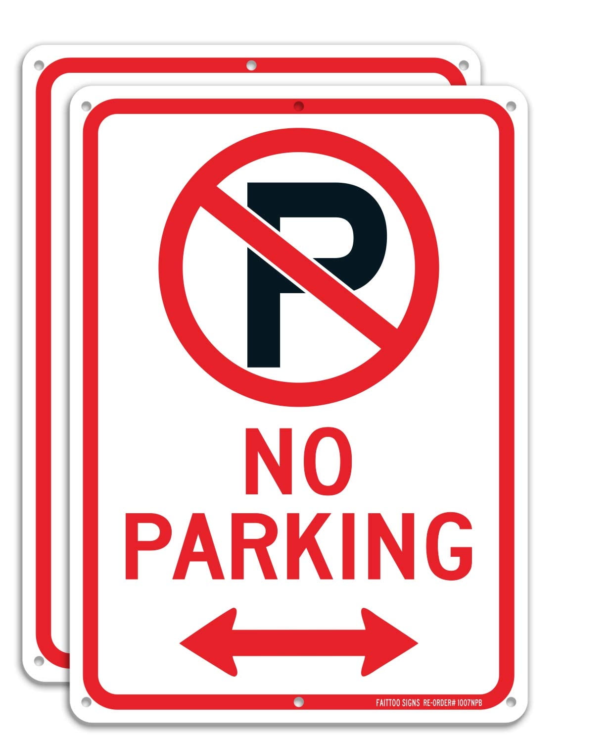 (2 Pack) No Parking Sign With Symbol With Arrows Sign, Reflective Rust ...