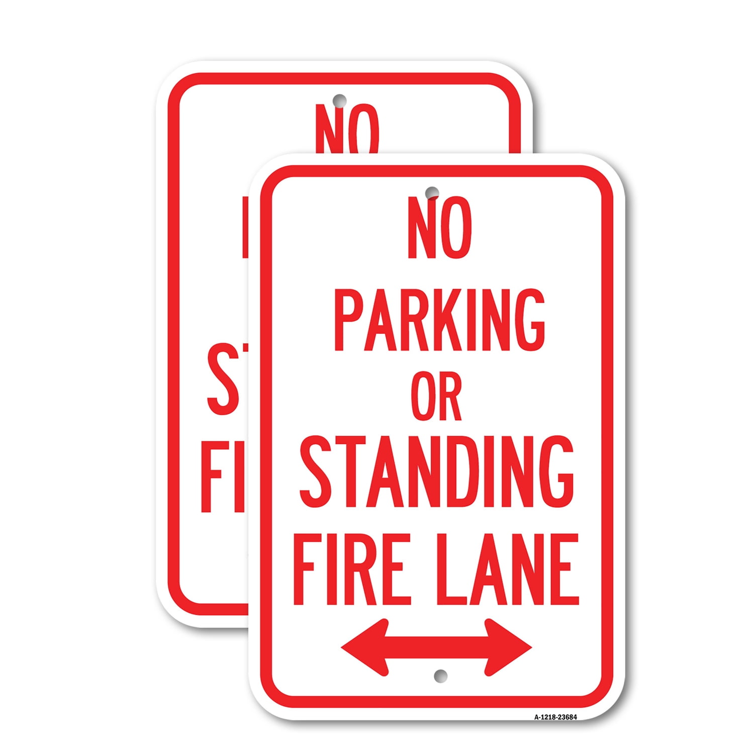 (2 Pack) No Parking or Standing Fire Lane (With Bidirectional Arrow ...