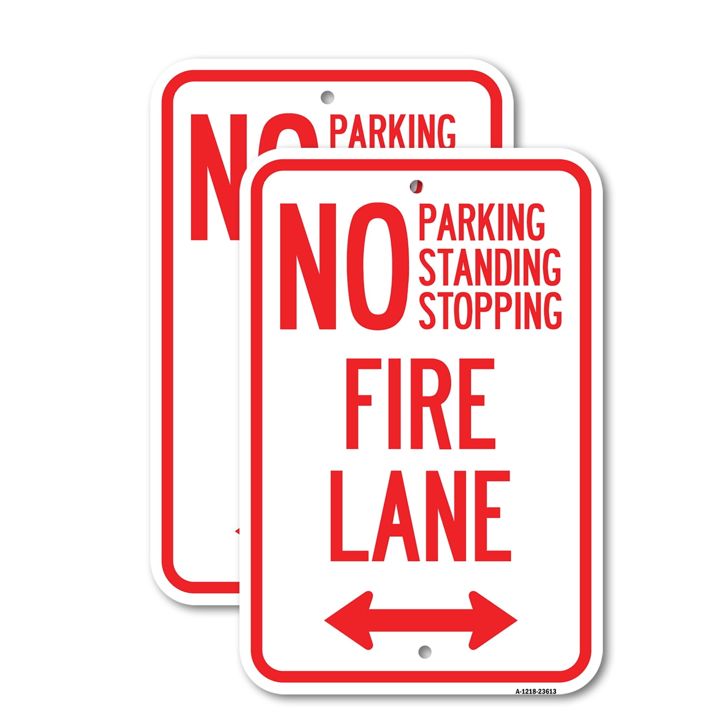 (2 Pack) No Parking Standing or Stopping Fire Lane with Bidirectional ...