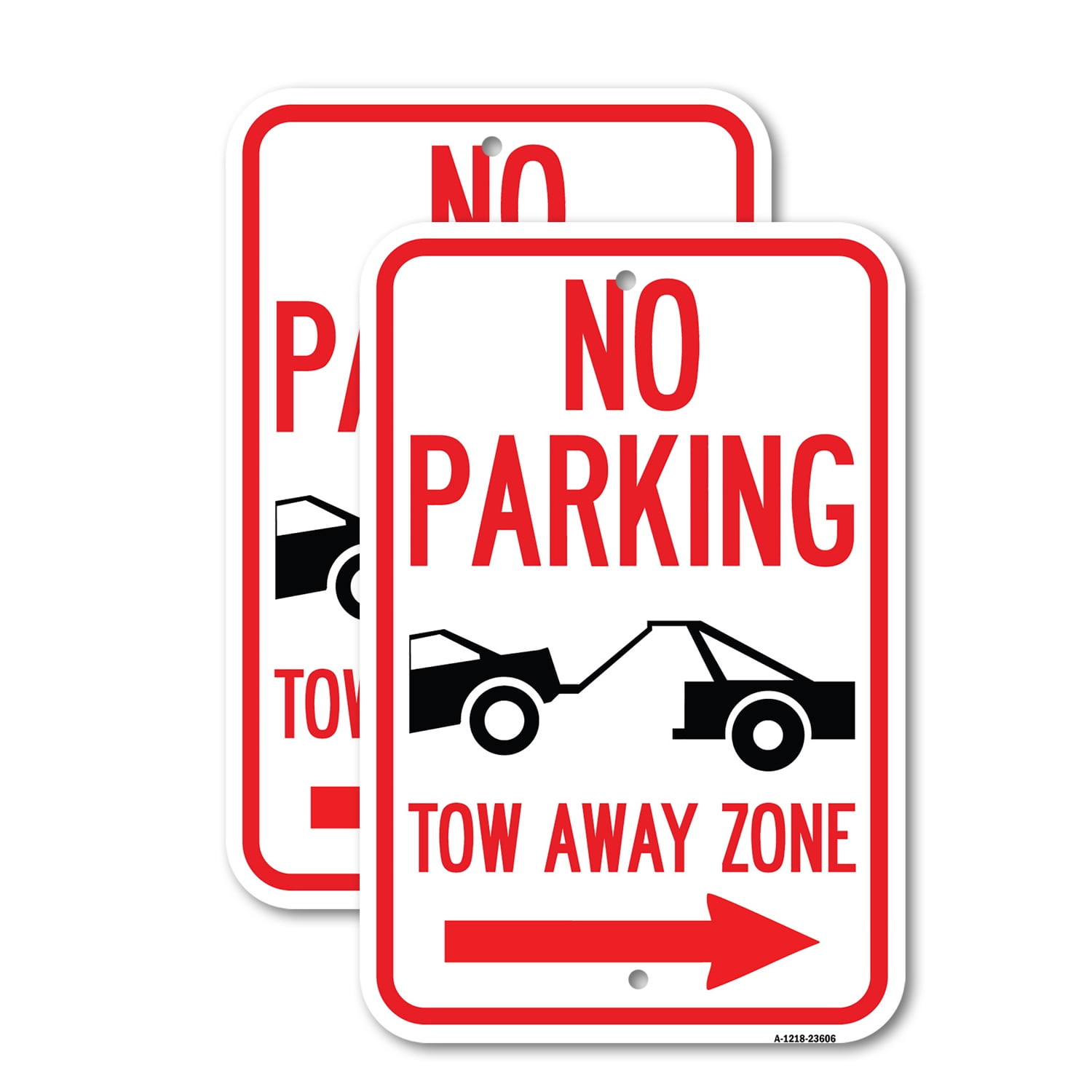 (2 Pack) No Parking Tow-Away Zone with Right Arrow | 12" X 18" Heavy ...