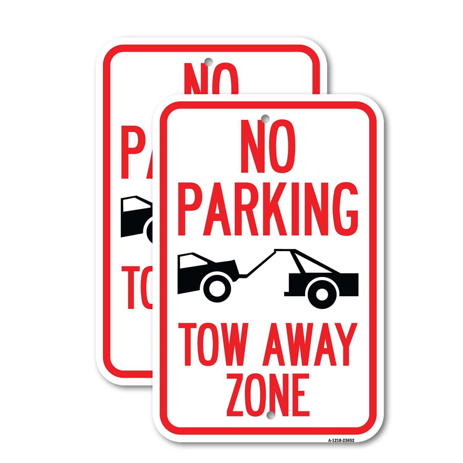 (2 Pack) No Parking Tow Away Zone (Tow Truck Symbol) | 12" X 18" Heavy ...